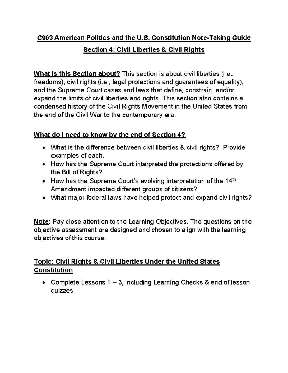 Section 4 C963 Note Guide - C963 American Politics and the U ...