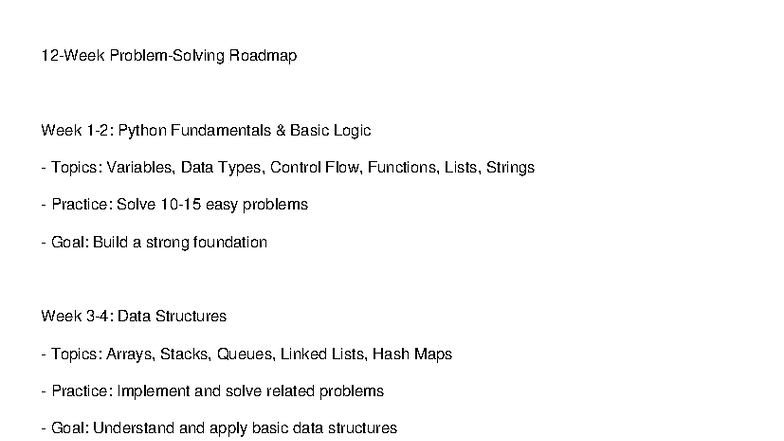 Problem Solving Roadmap: Python Fundamentals & Data Structures - Studocu