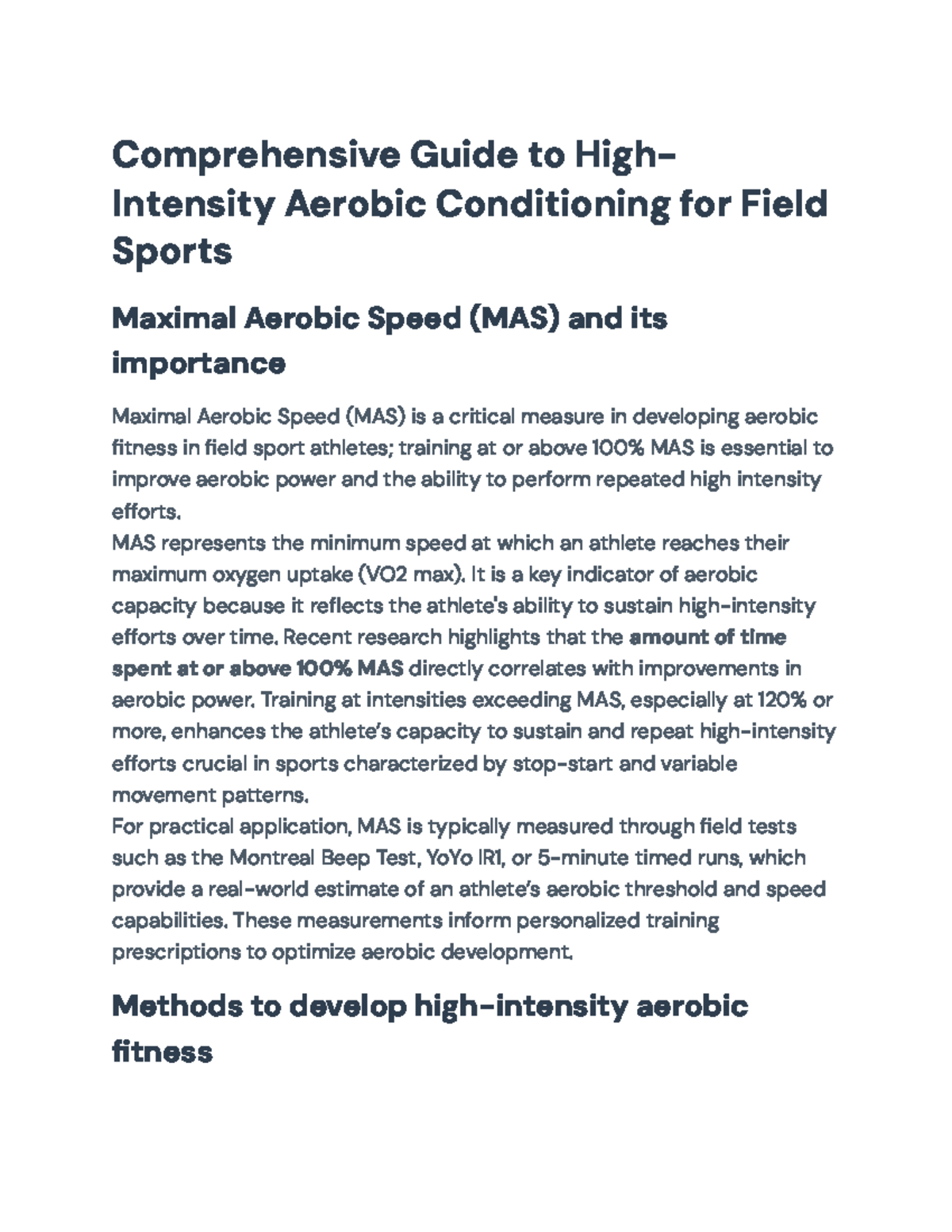 Comprehensive Guide to High-Intensity Aerobic Conditioning for Field ...