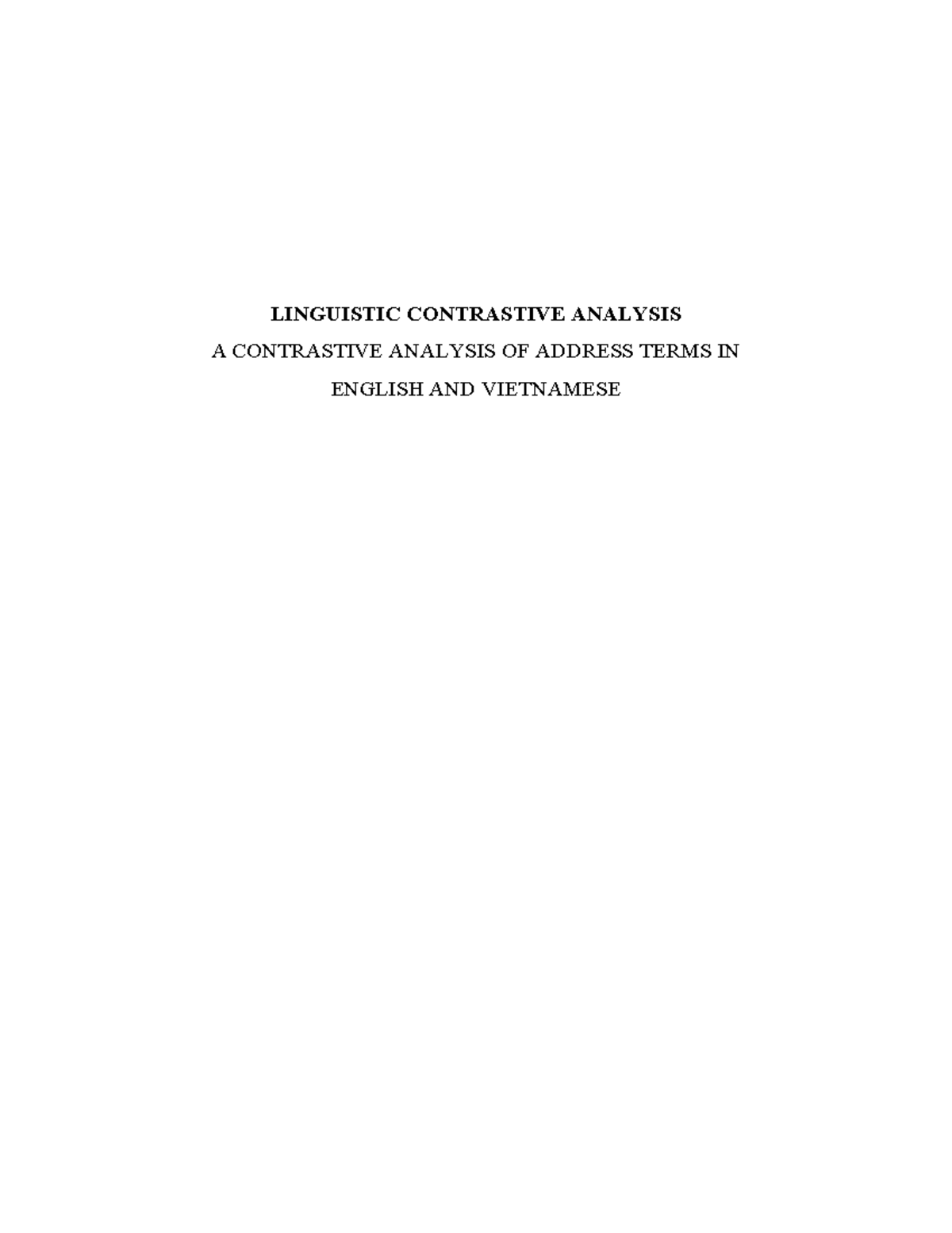 LING 101: Contrastive Analysis of Address Terms in English & Vietnamese ...