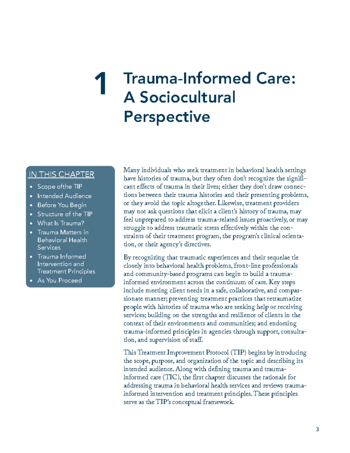 TIP 57 Ch 01 Trauma-Informed Care: Understanding Behavioral Health ...