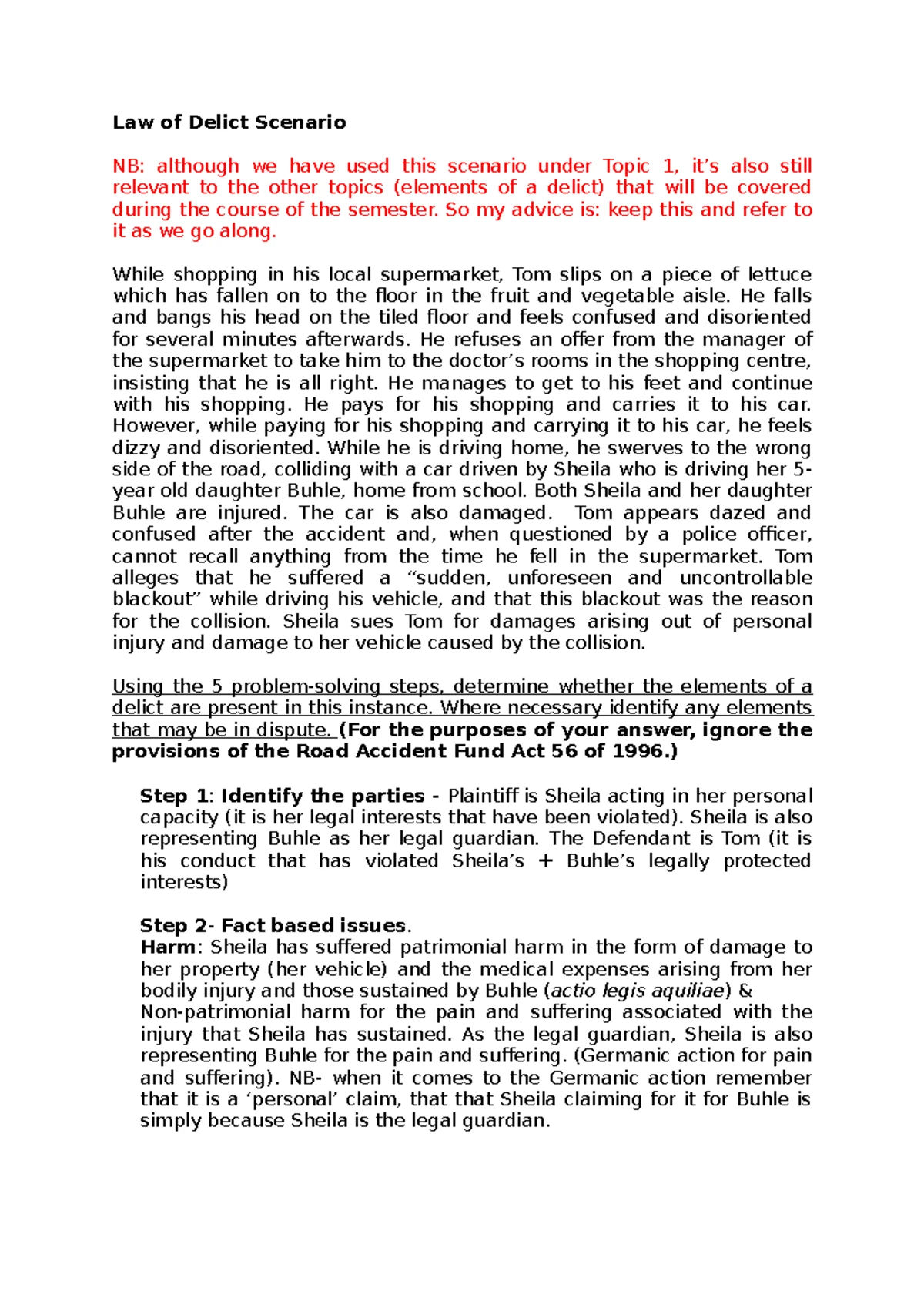 LOP Study Unit 2 3 - law of persons - STUDY UNIT 2 TERMINOLOGY AND ...