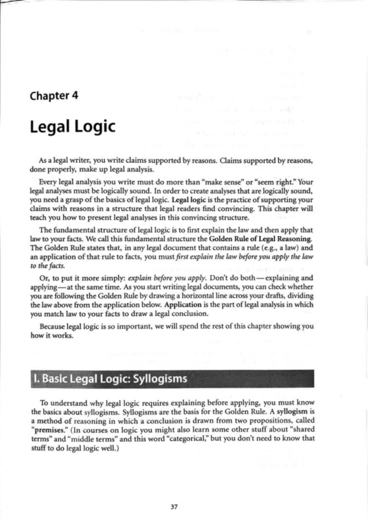 Chapter 4: Legal Logic and the Golden Rule of Reasoning - Studocu