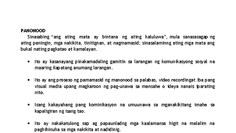 Makro-Panonood: Reviewer para sa Komunikasyong Sosyal - Studocu