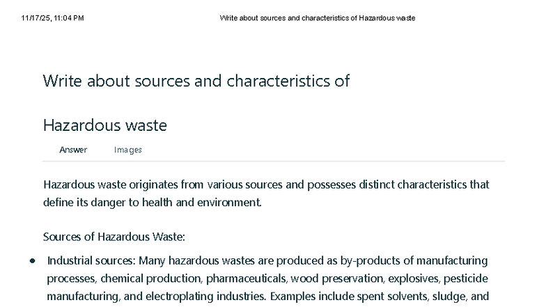 Sources and Characteristics of Hazardous Waste: A Comprehensive ...