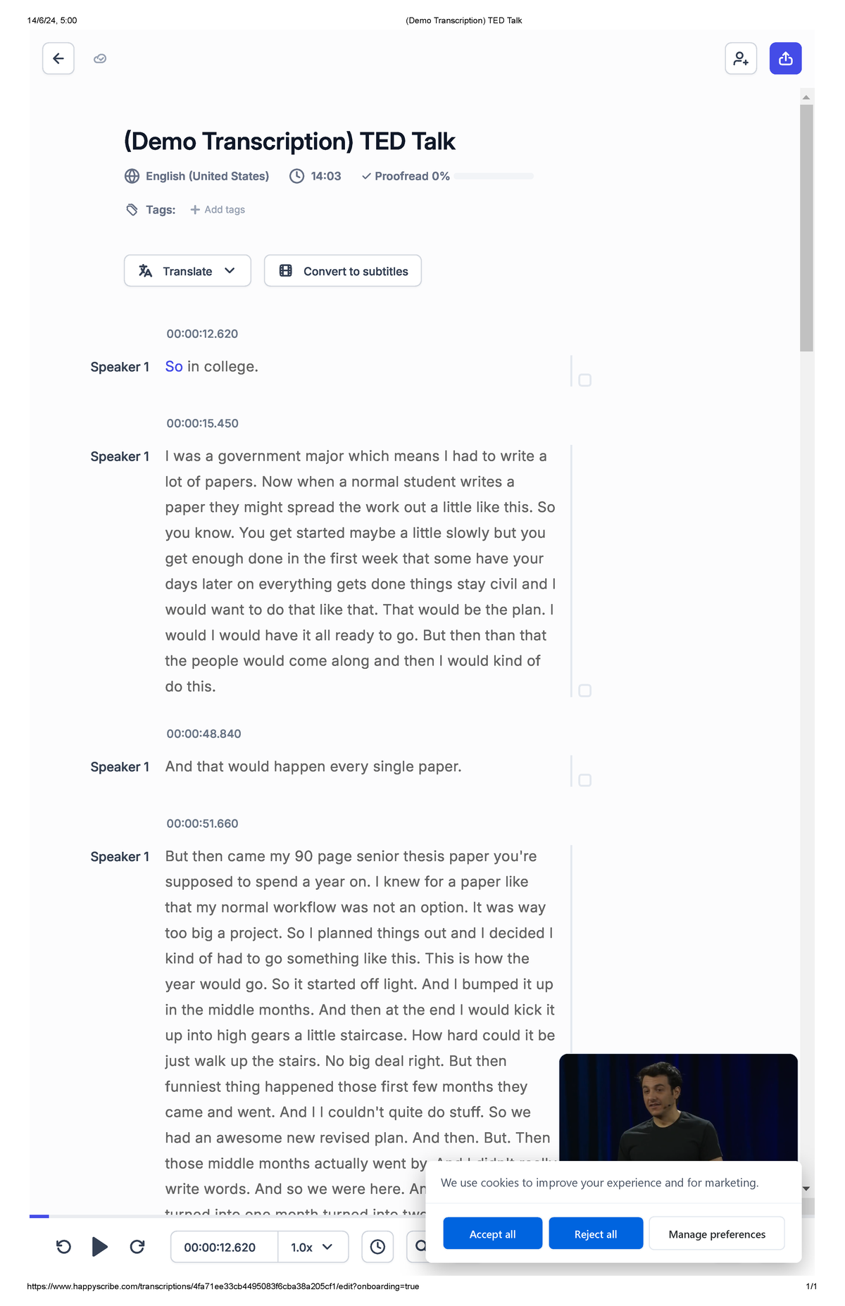 TED Talk Transcript: Insights on College Paper Writing Strategies - Studocu