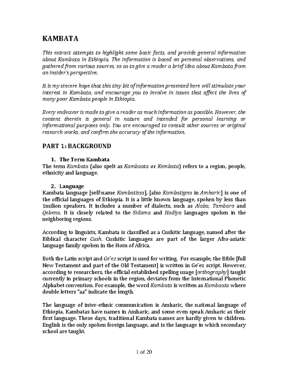 Kambata Practical Notes: Insights into Culture, Language & Society ...