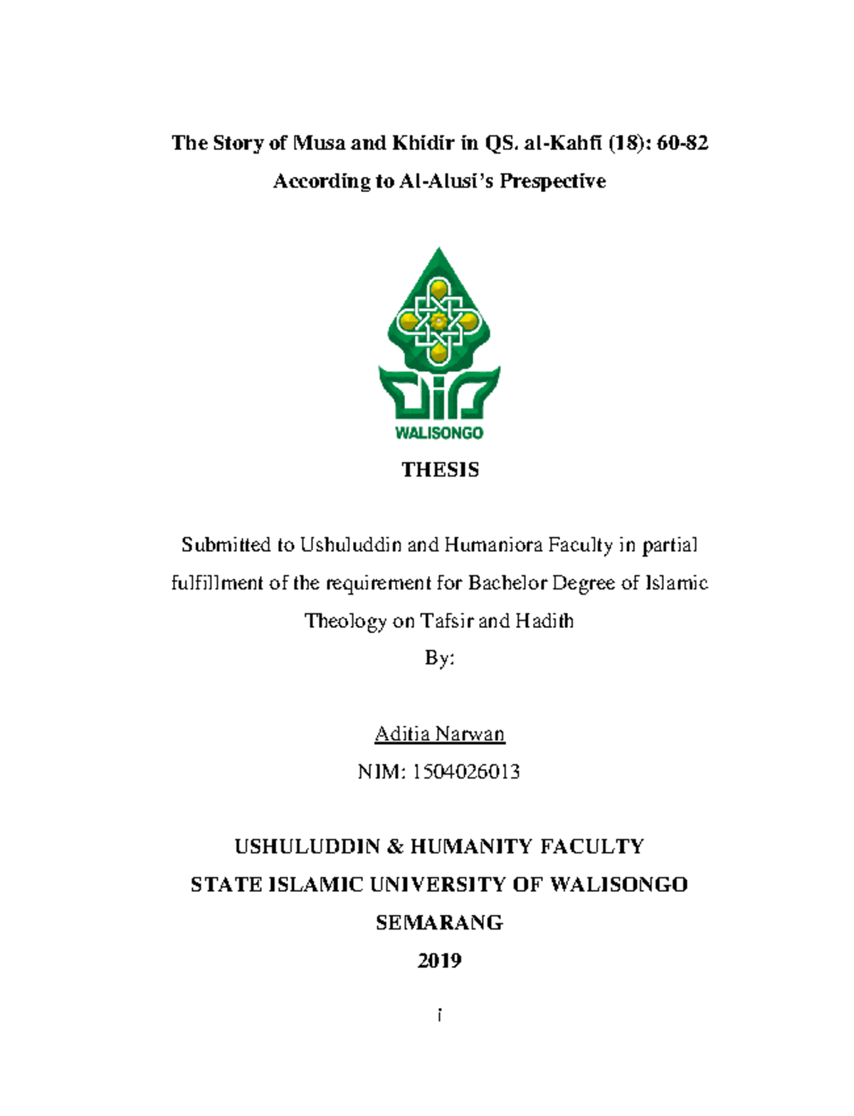 Skripsi 1504026013 Aditia Narwan - i The Story of Musa and Khidir in QS ...