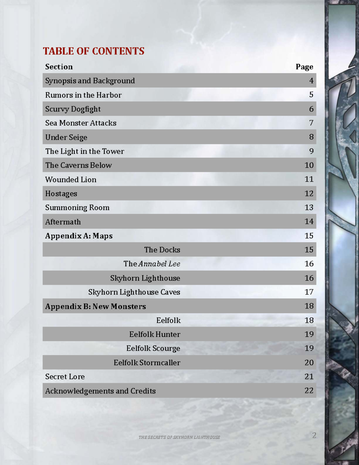 The Secrets of Skyhorn Lighthouse: Adventure Overview and GM Guide ...