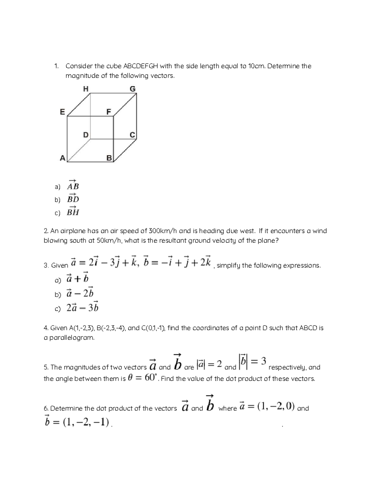 Vectors Review: Magnitudes, Dot Products, and Cross Products - Studocu
