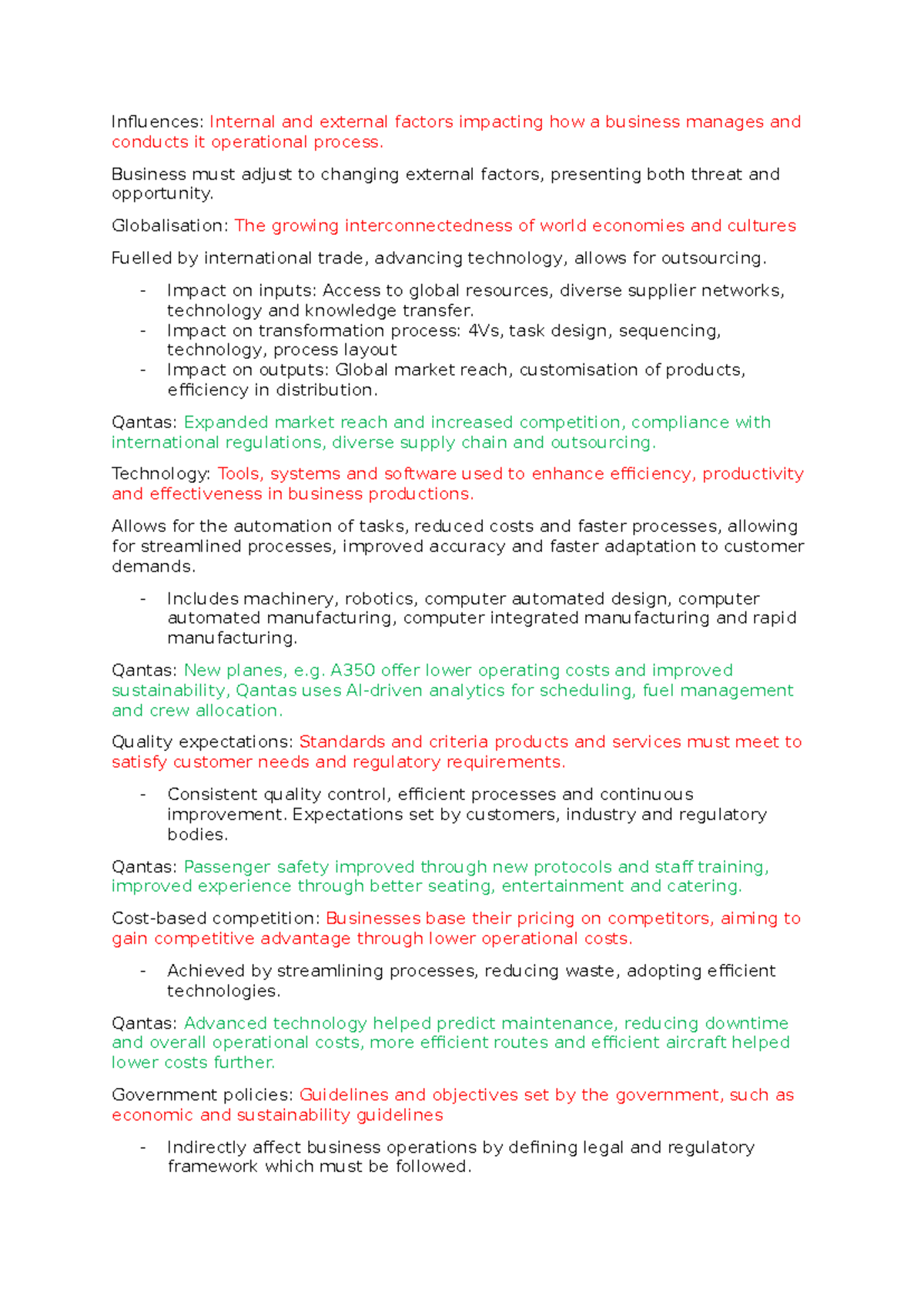 Operations Management: Internal & External Influences on Business - Studocu