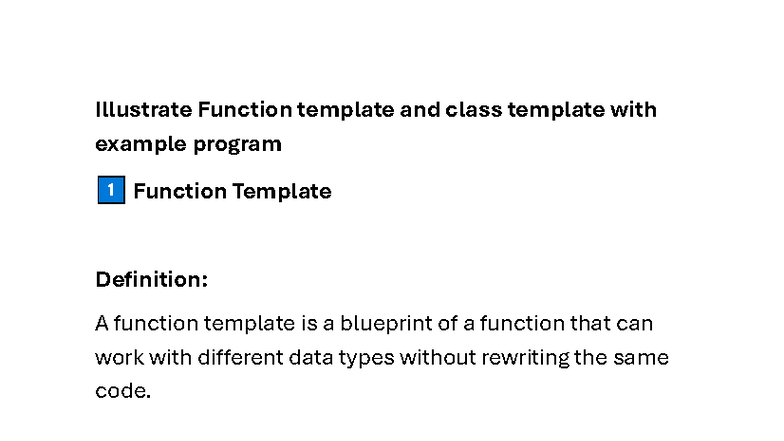 Function and Class Templates in C++: Examples and Advantages - Studocu