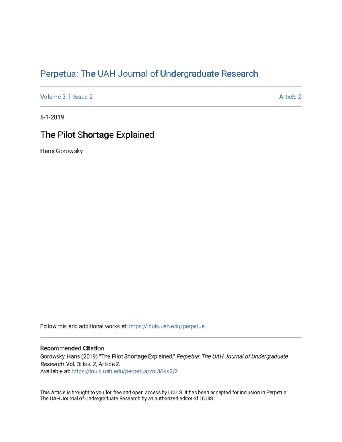 Pilot Shortage Analysis: Insights from Perpetua Vol. 3, Issue 2 - Studocu