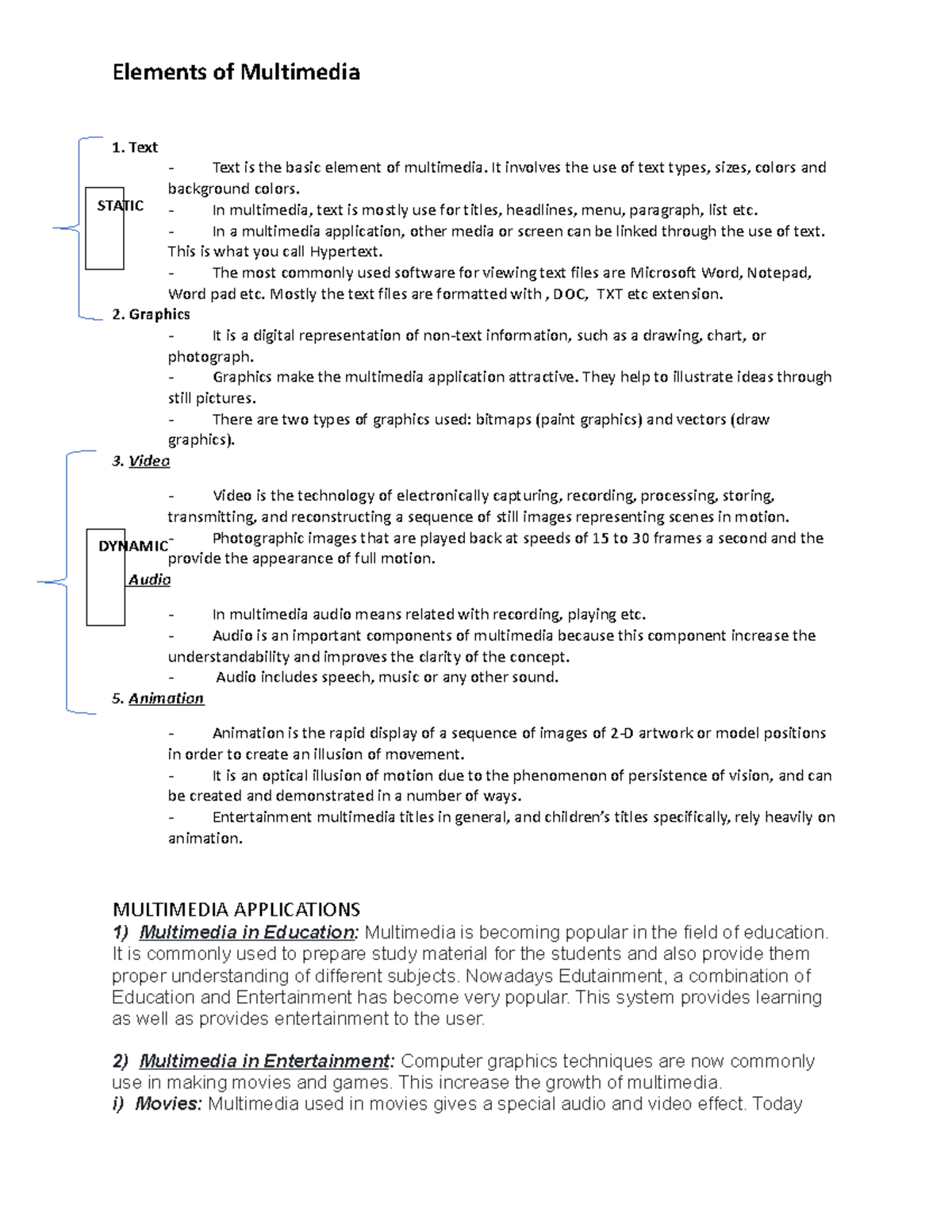 Elements of Multimedia - Text - Text is the basic element of multimedia. It involves the use of ...