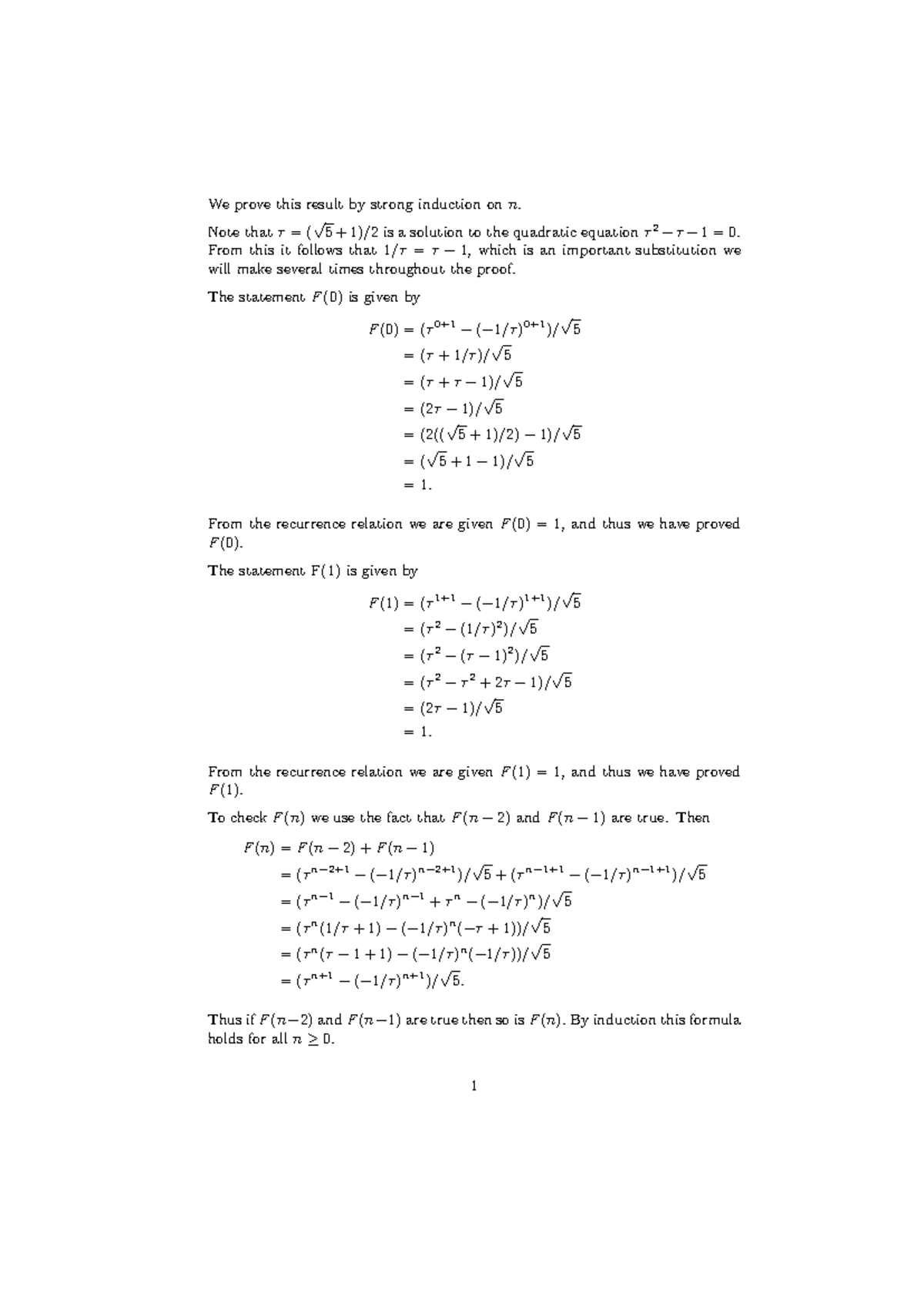 Q1 - Strong Induction Proof for Recurrence Relations - Studocu