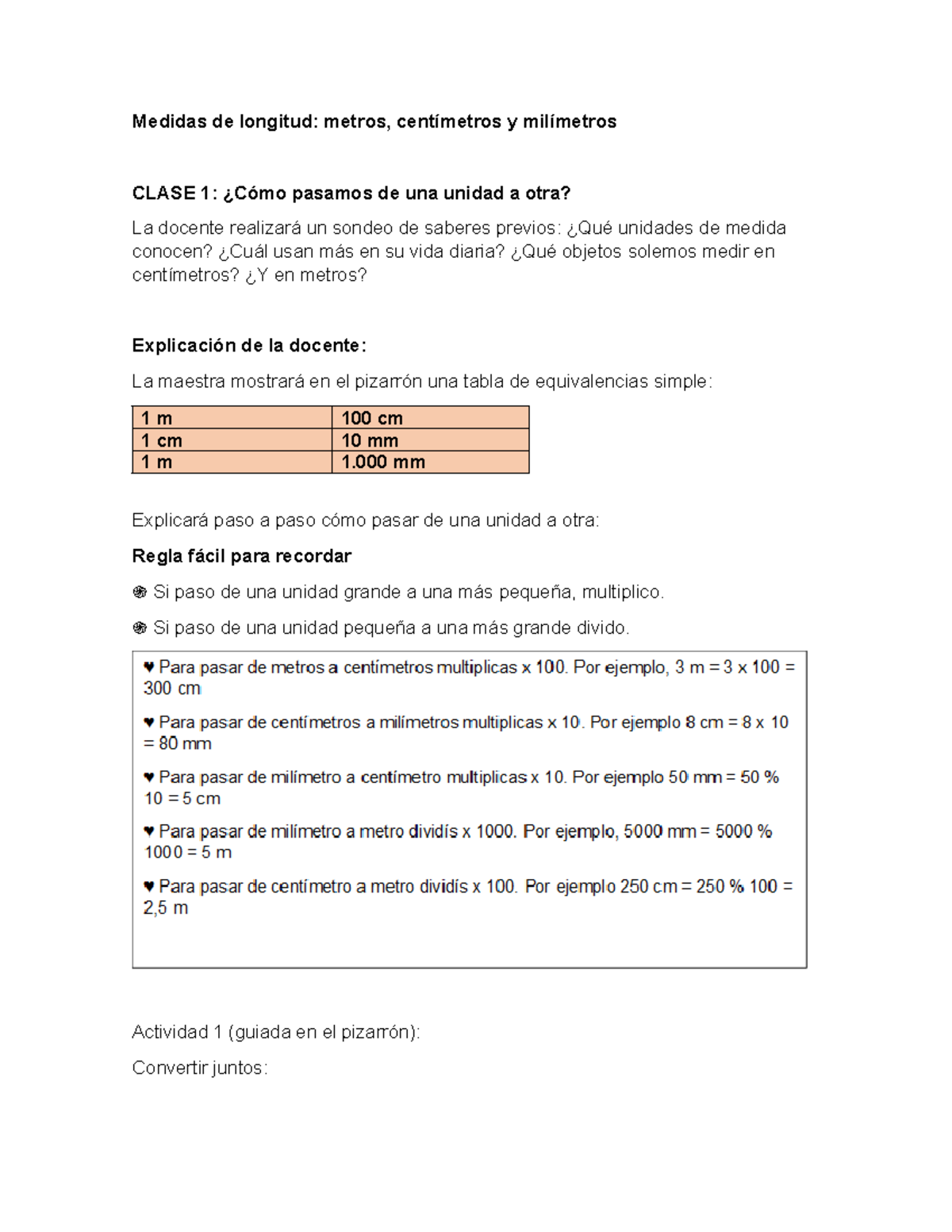 Medidas de Longitud: Conversión entre m, cm y mm - Secuencia Matemática ...