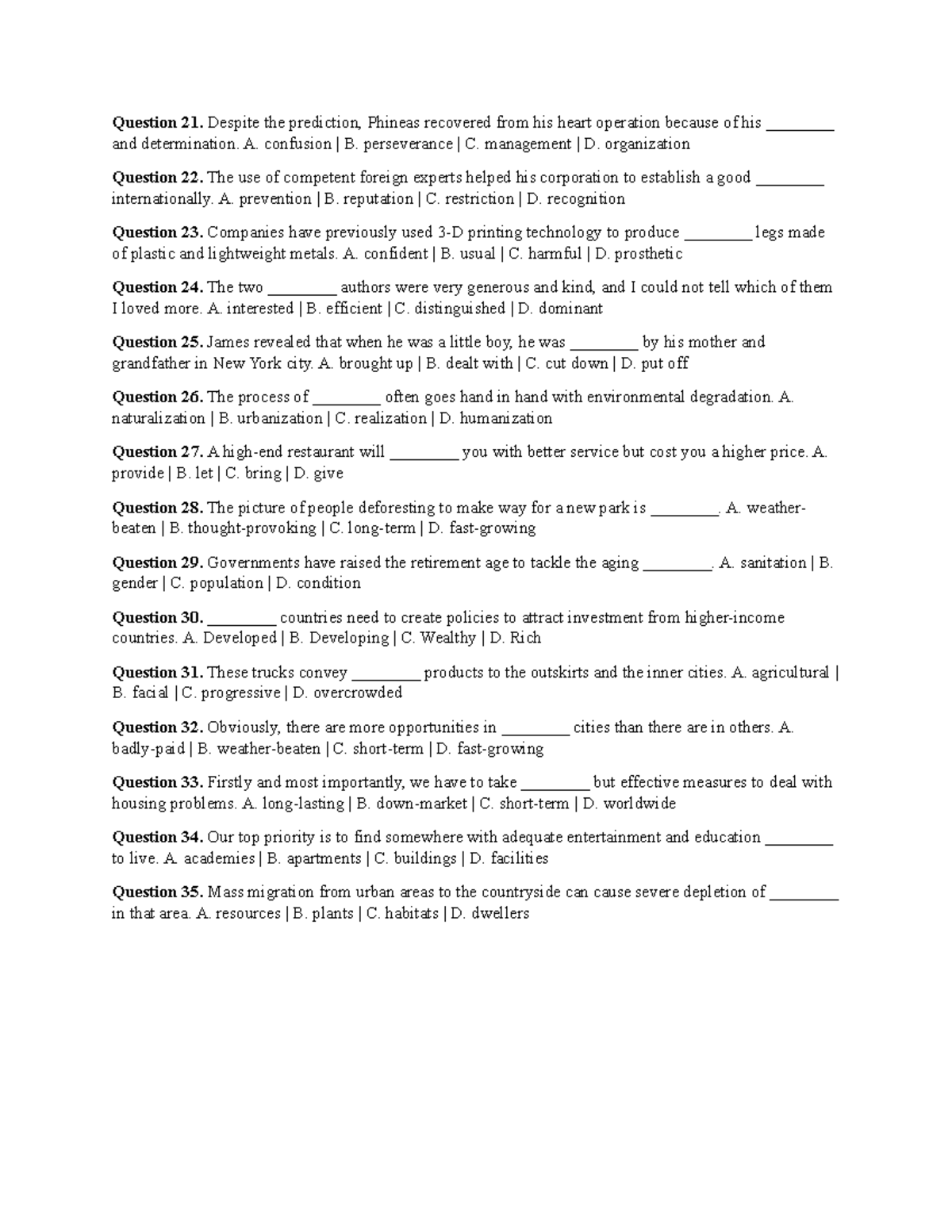 TN TIẾNG ANH - Quiz Questions and Answers (Questions 21-35) - Studocu