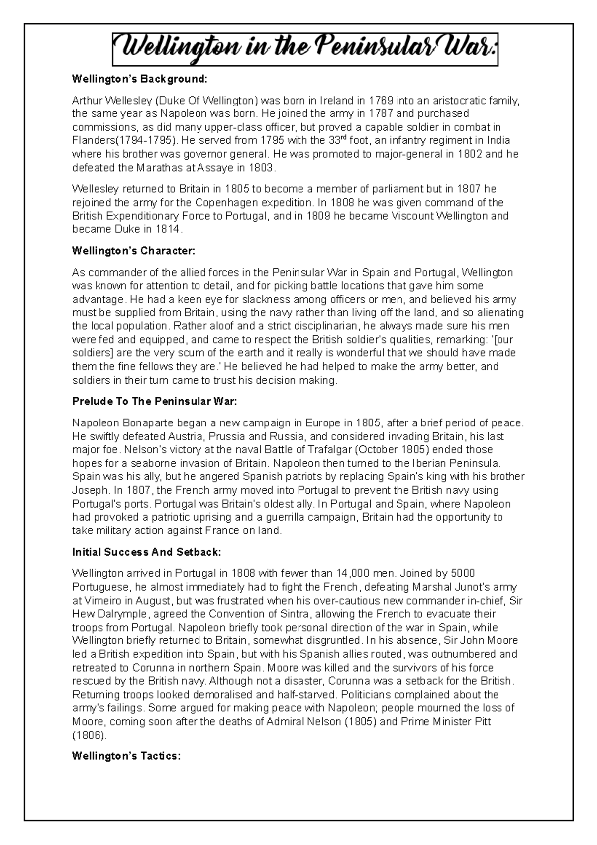 Wellington and the Peninsular War: Strategies and Historical Impact ...