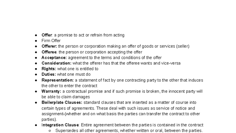 Contract Law Definitions and Key Concepts: A Comprehensive Outline ...