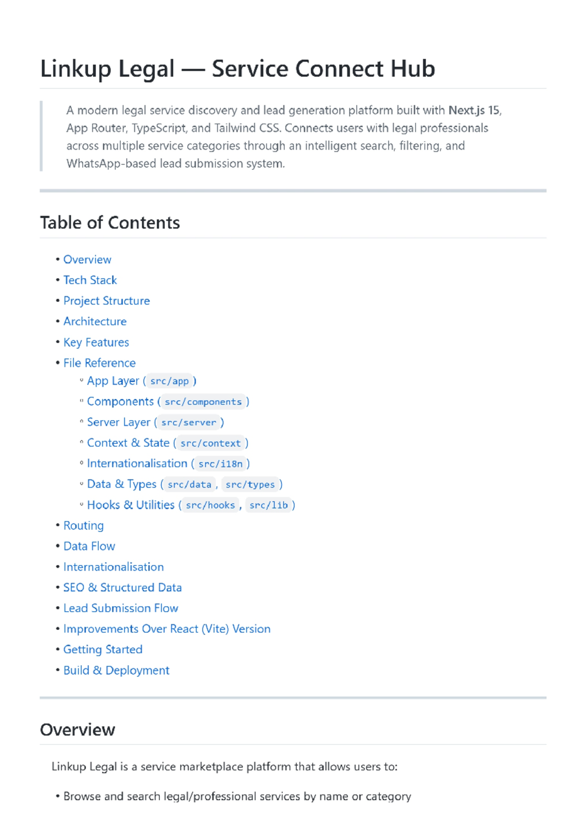 Linkup Legal Service Connect Hub: A Next.js 15 Overview - Studocu