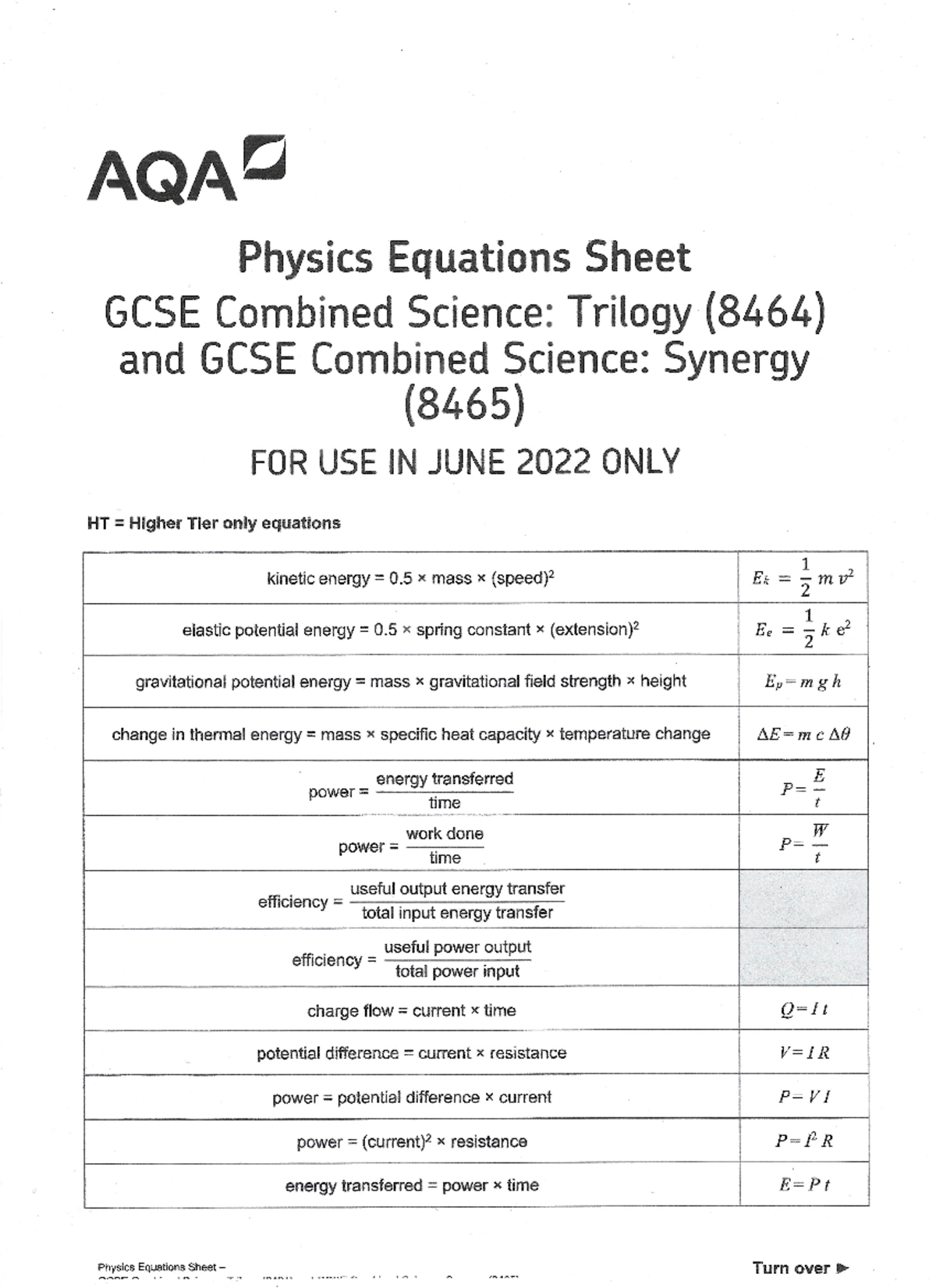 Physics Equation Sheet: Formulas & Concepts for Quick Reference - Studocu