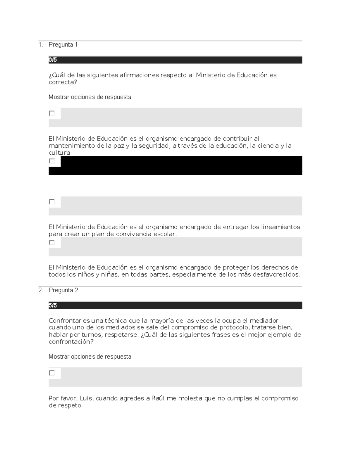 Examen Final: Mediación Escolar - Preguntas y Respuestas - Studocu