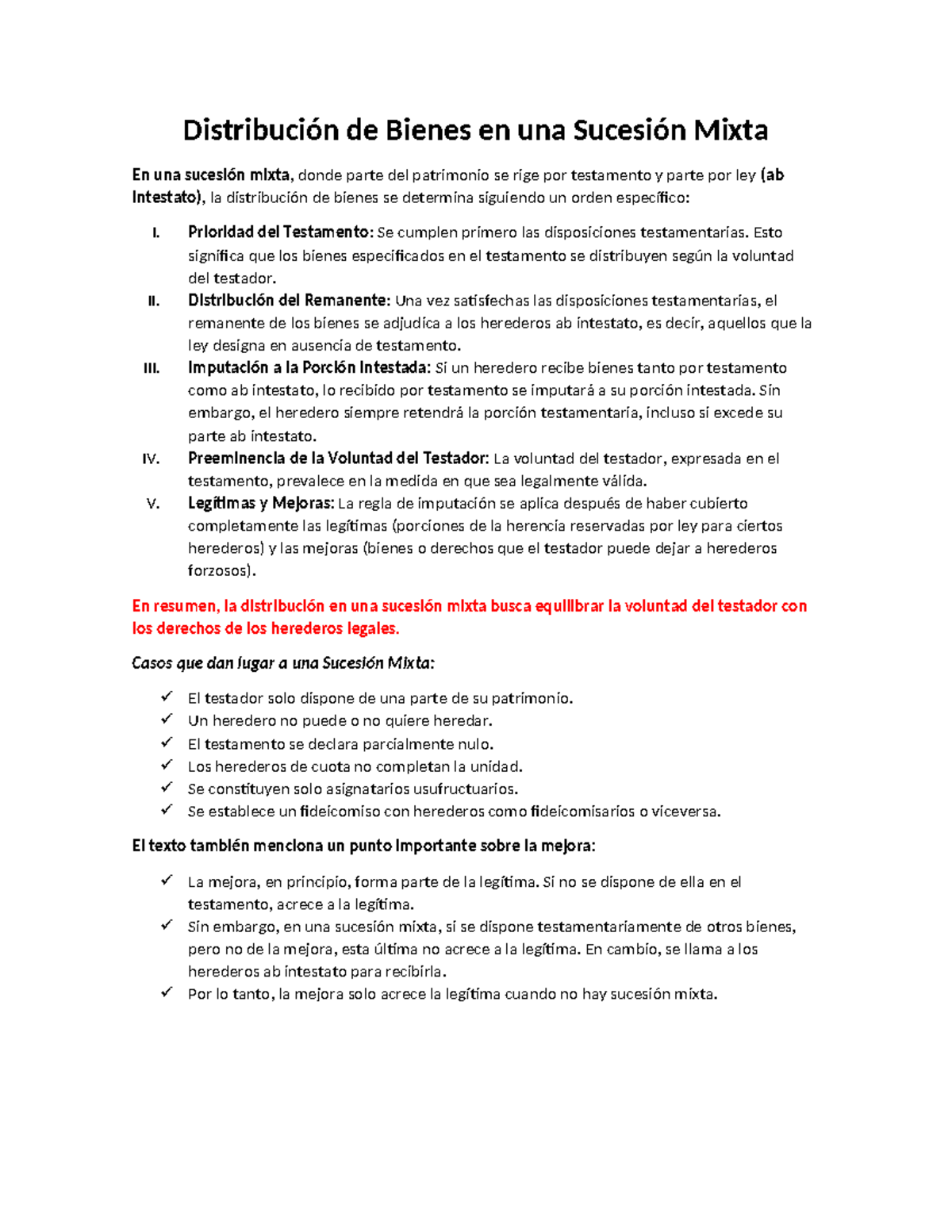 Distribución de Bienes en una Sucesión Mixta - Distribución de Bienes ...