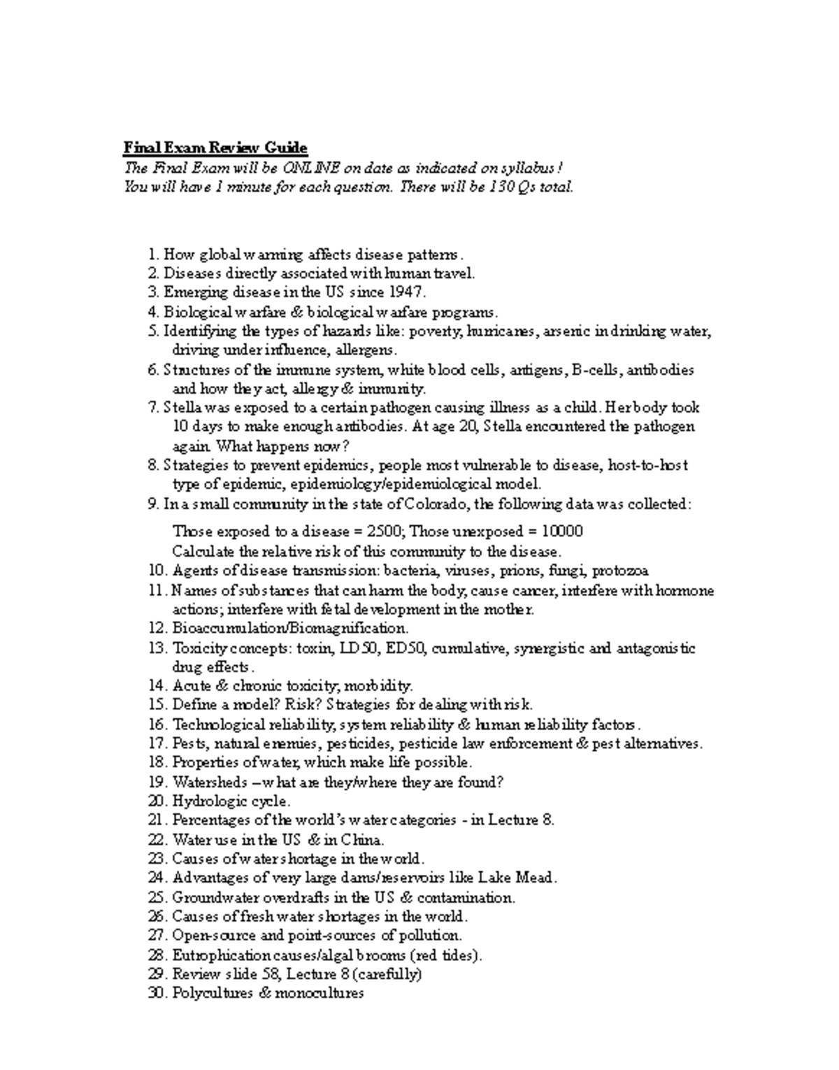 ENV 201 Final Exam Review Guide - Key Topics and Concepts - Studocu