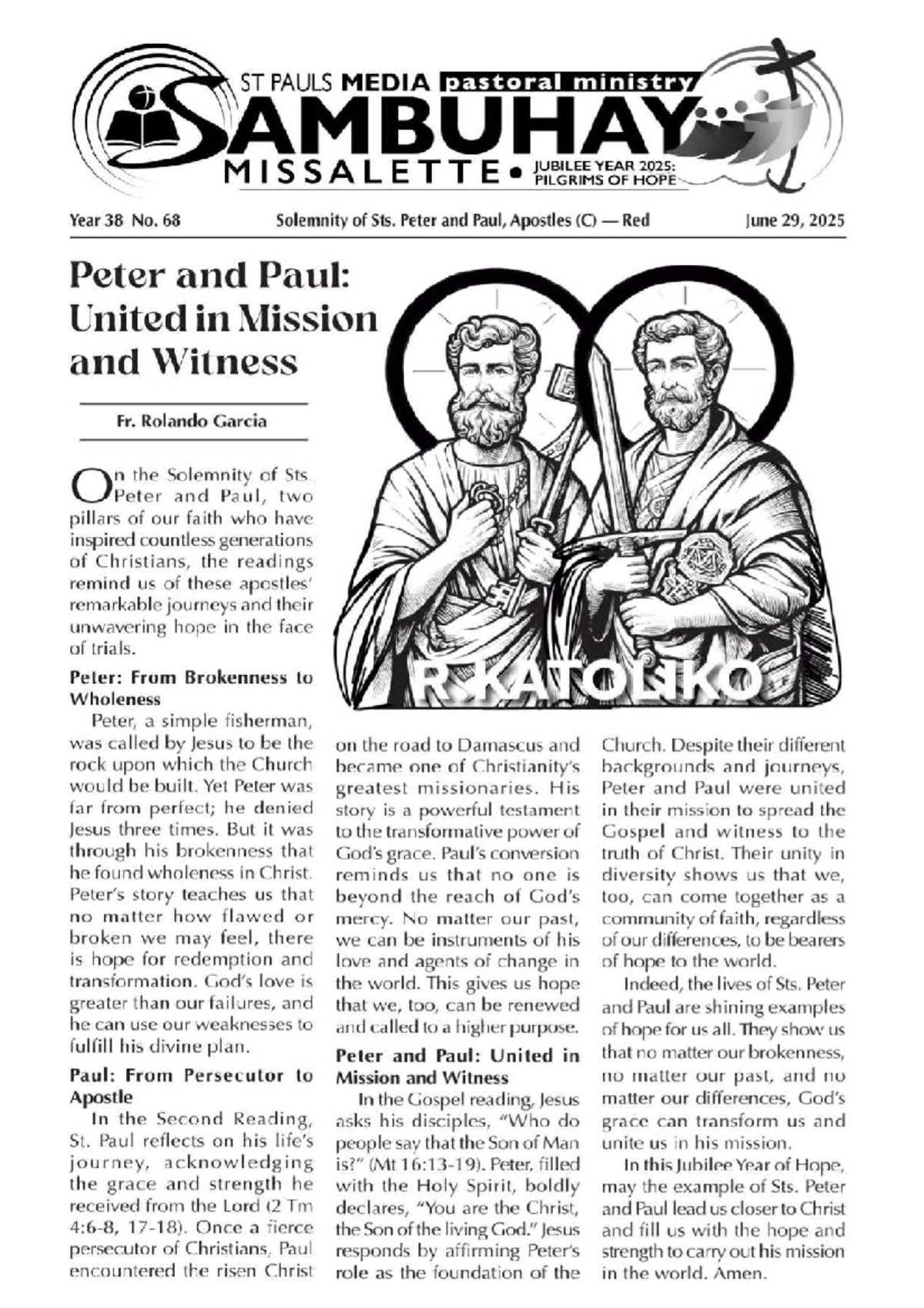 Sambuhay Missalette: Solemnity of Sts. Peter and Paul (June 29, 2025 ...