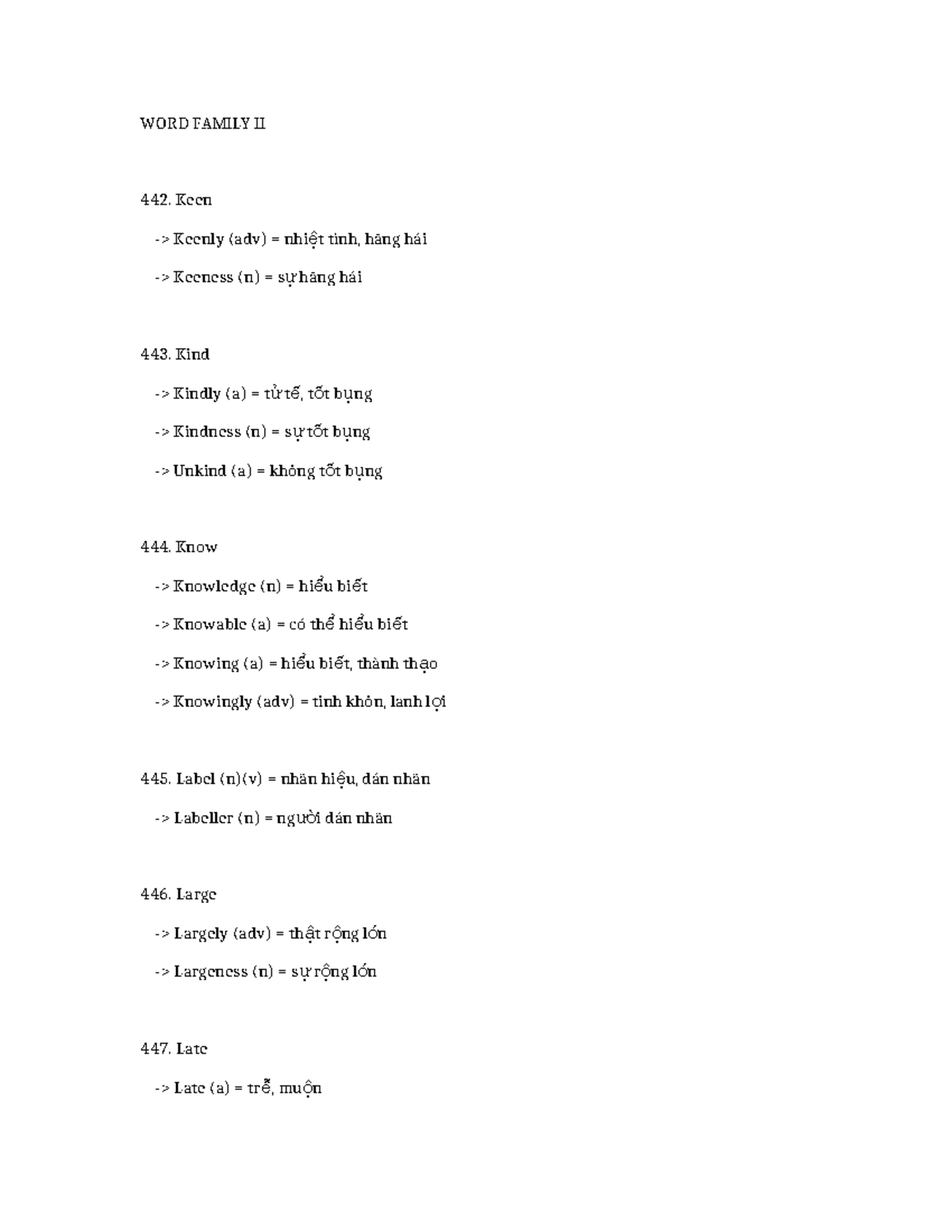Word Family II: Vocabulary Expansion 442 - 447 - Studocu