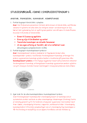 [Solved] Hva er personsentrert sykepleie - Sykepleievitenskap 1 (050-E1-1 19H) - Studocu
