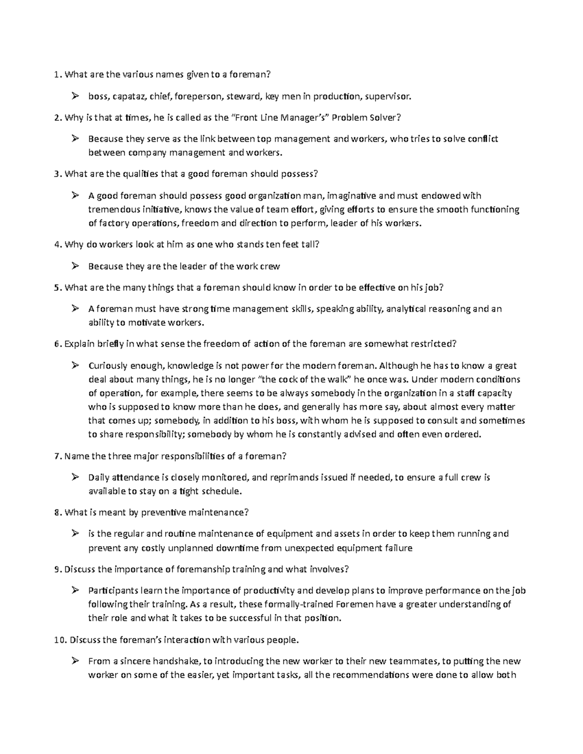 Chapter 7-THE Foreman IN THE Industrial Organization - What are the ...