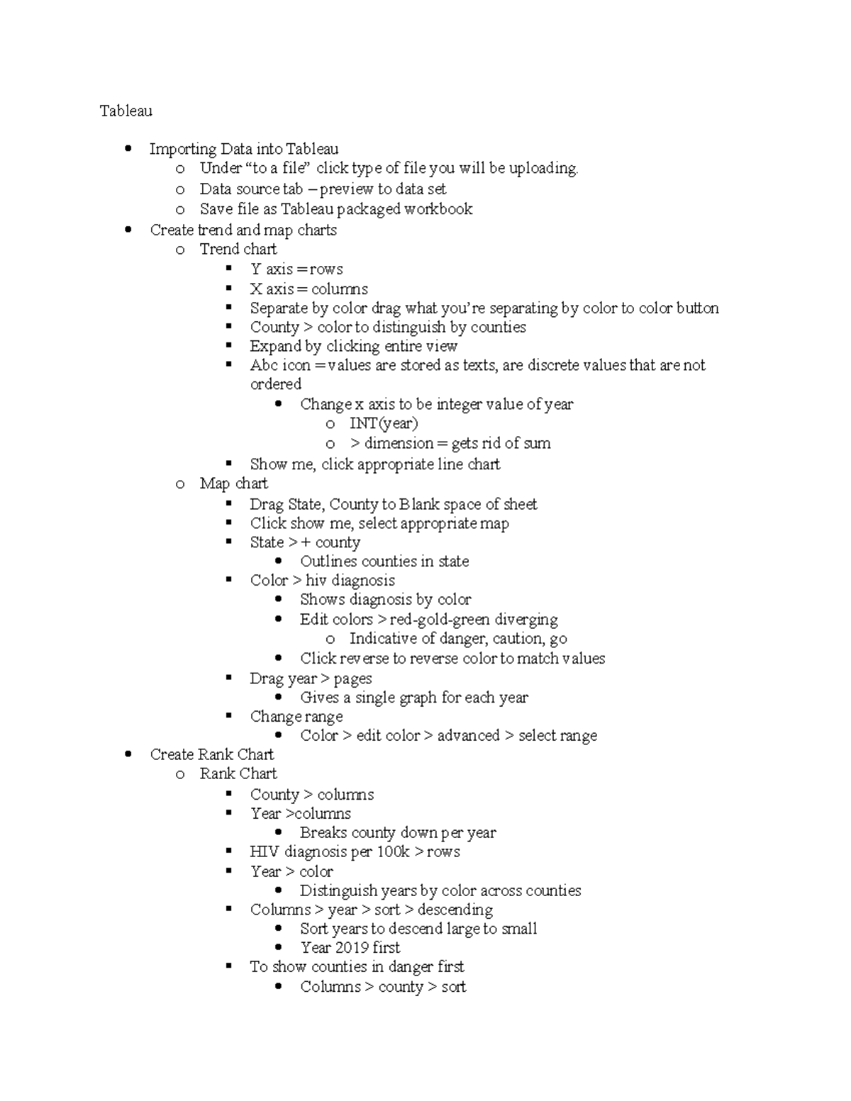 Bus 340 midterm 1 study guide - Tableau Importing Data into Tableau o Under “to a file” click ...