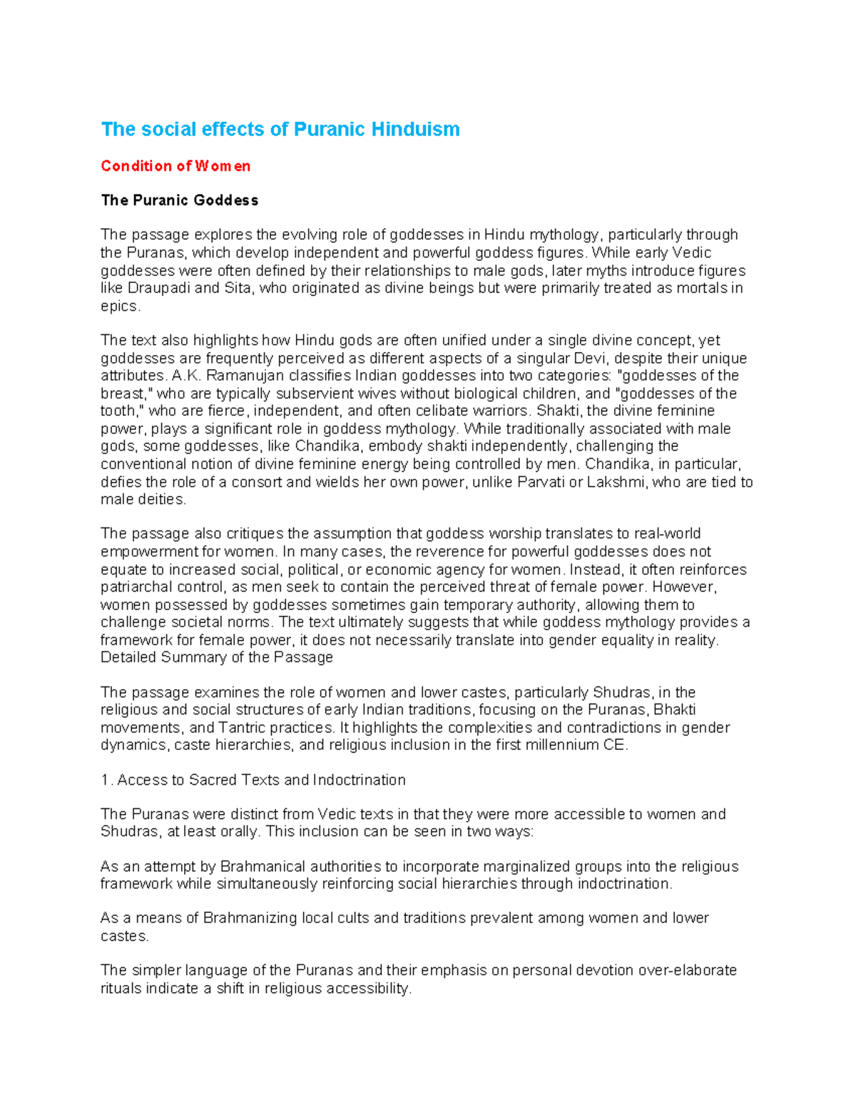 Puranic Hinduism and Its Social Impact on Women and Caste Dynamics ...