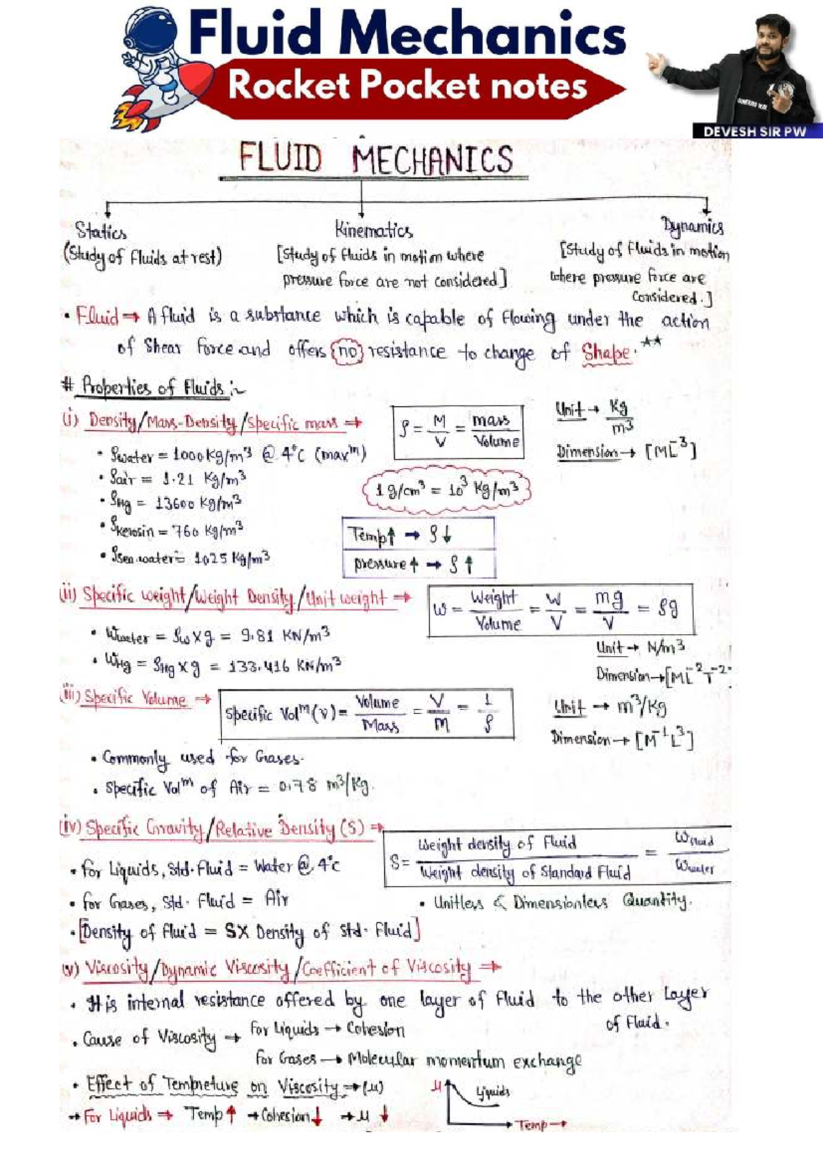Fluid Mechanics Pocket Notes: Key Concepts & PYQ Solutions (FM) - Studocu