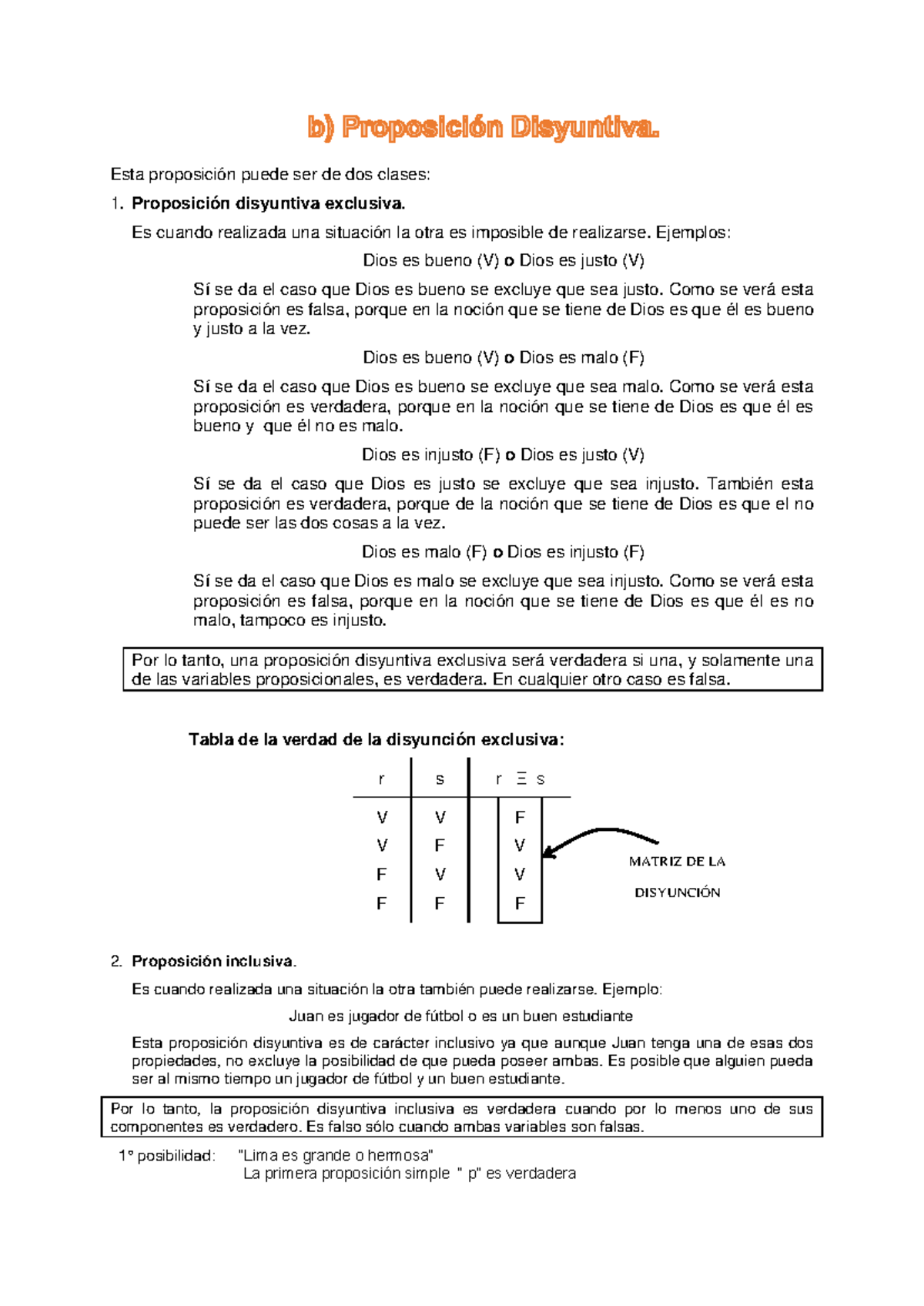 TEMA IV: Proposición Disyuntiva y Condicional - Análisis y Ejemplos ...