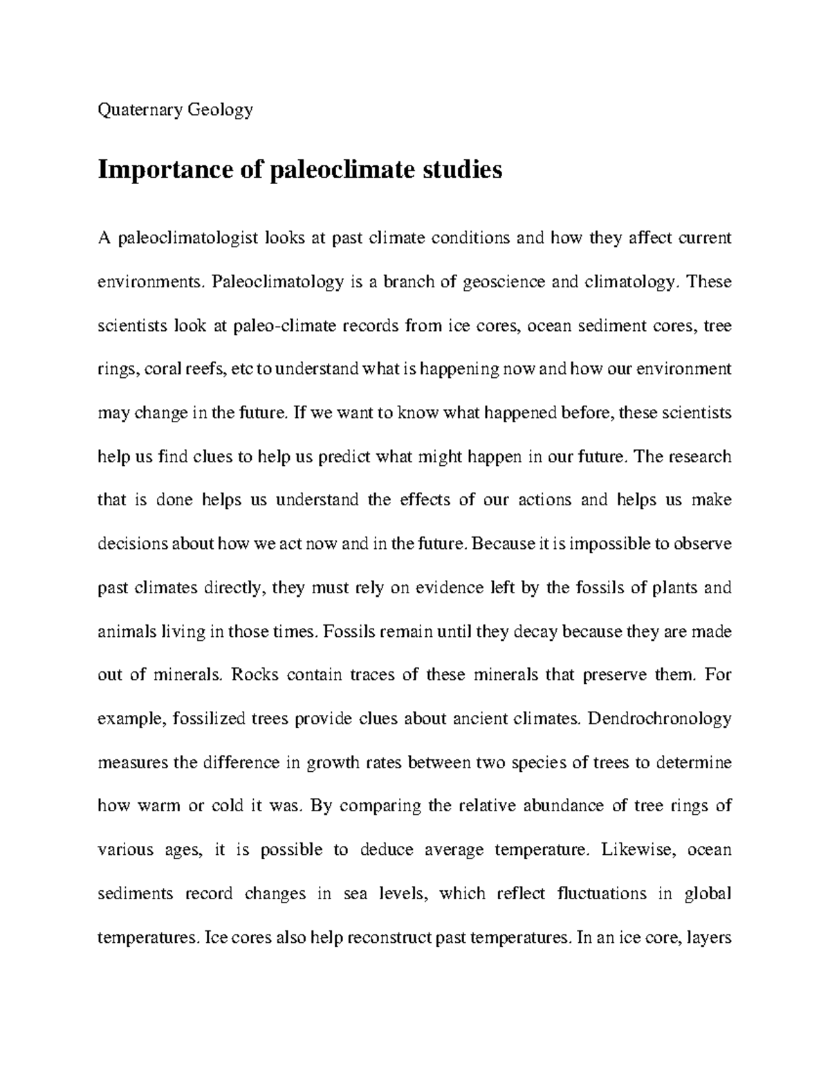 The Role of Paleoclimate Studies in Understanding Climate Change - Studocu