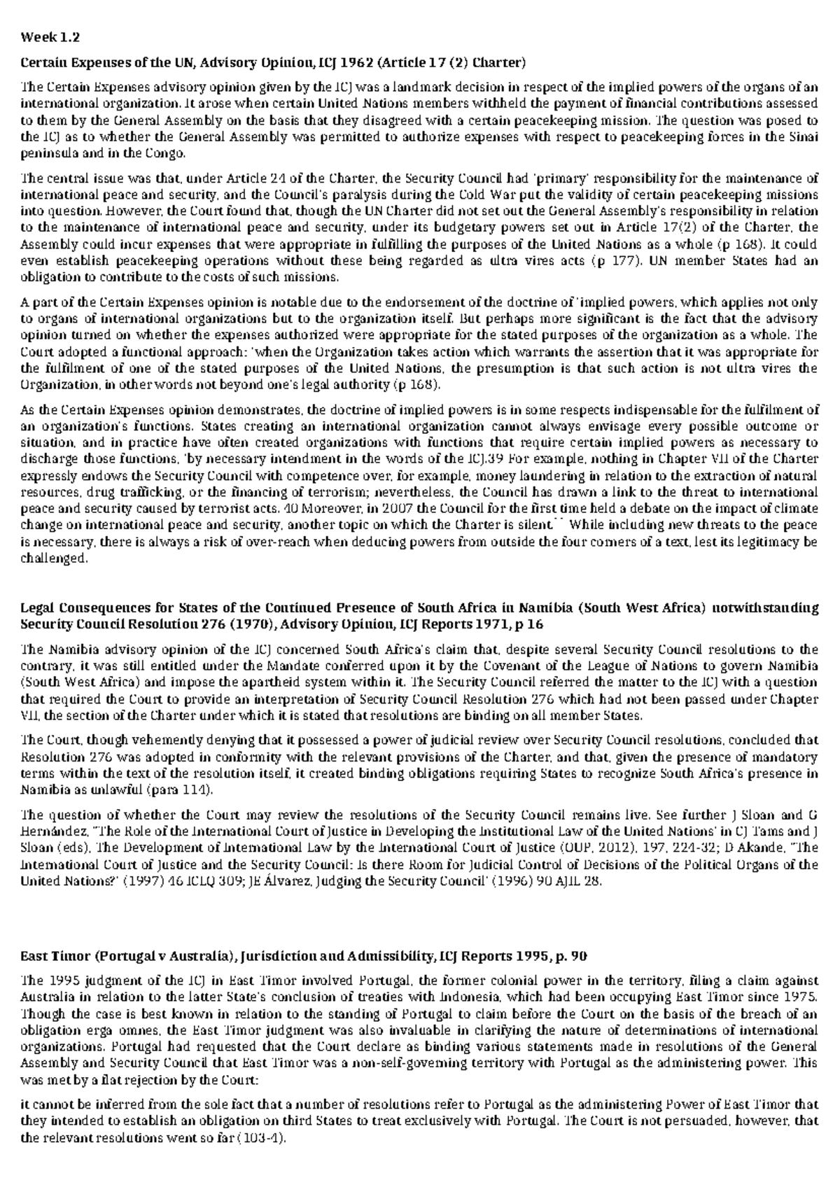 Certain Expenses of the UN: ICJ Advisory Opinion Analysis (1962) - Studocu