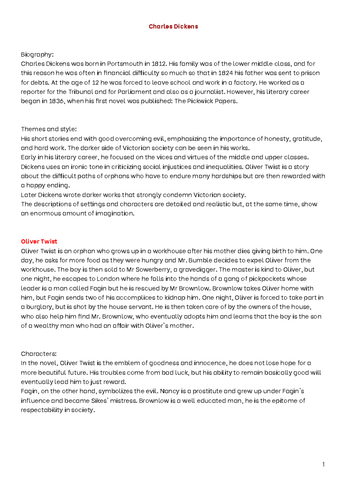 Charles Dickens: Biography and Themes in His Works (ENG 101) - Studocu