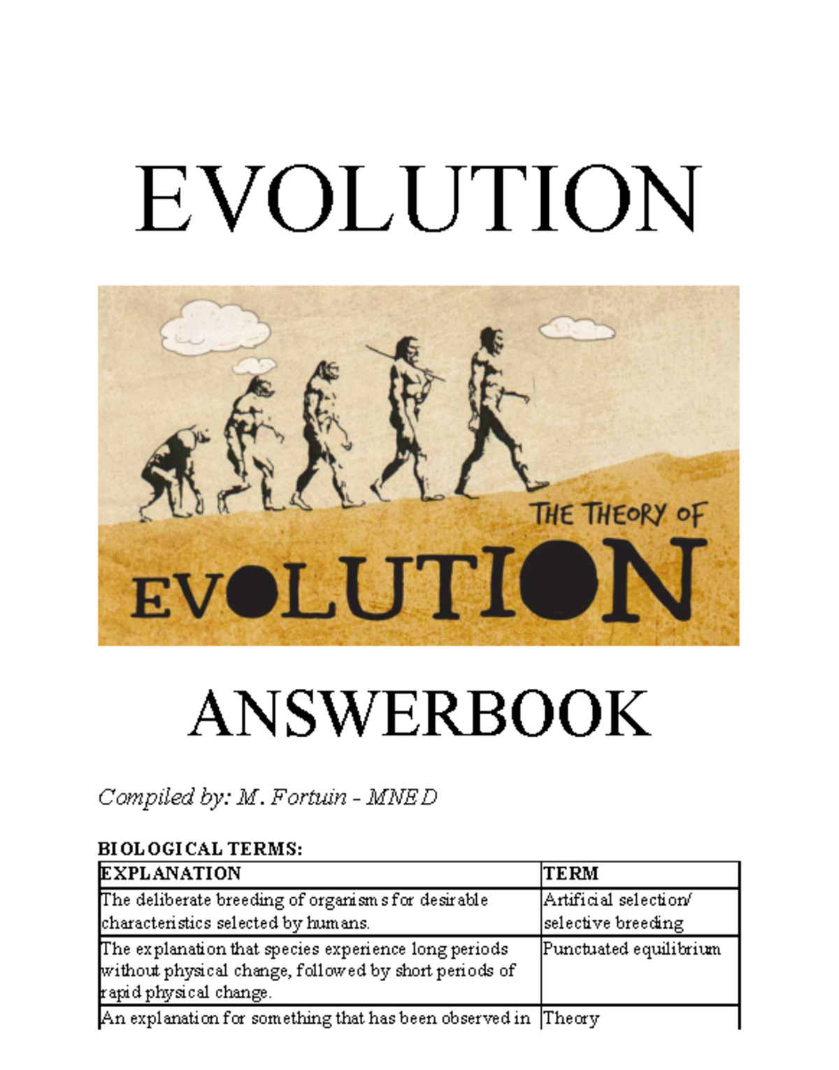 Evolution Revision Notes 2018 - Answerbook by M. Fortuin - Studocu