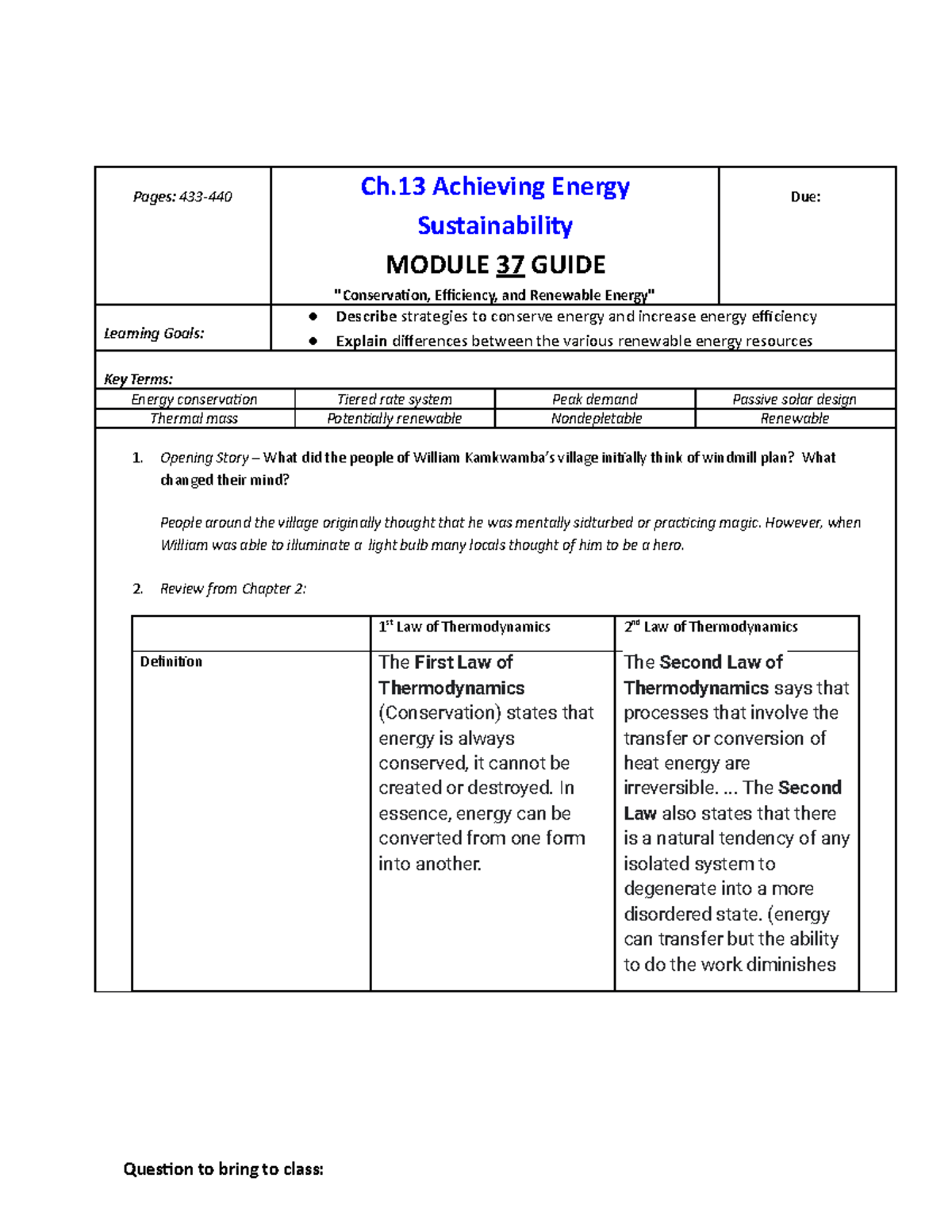 Ch. 13 Guided Reading: Achieving Energy Sustainability & Resources ...