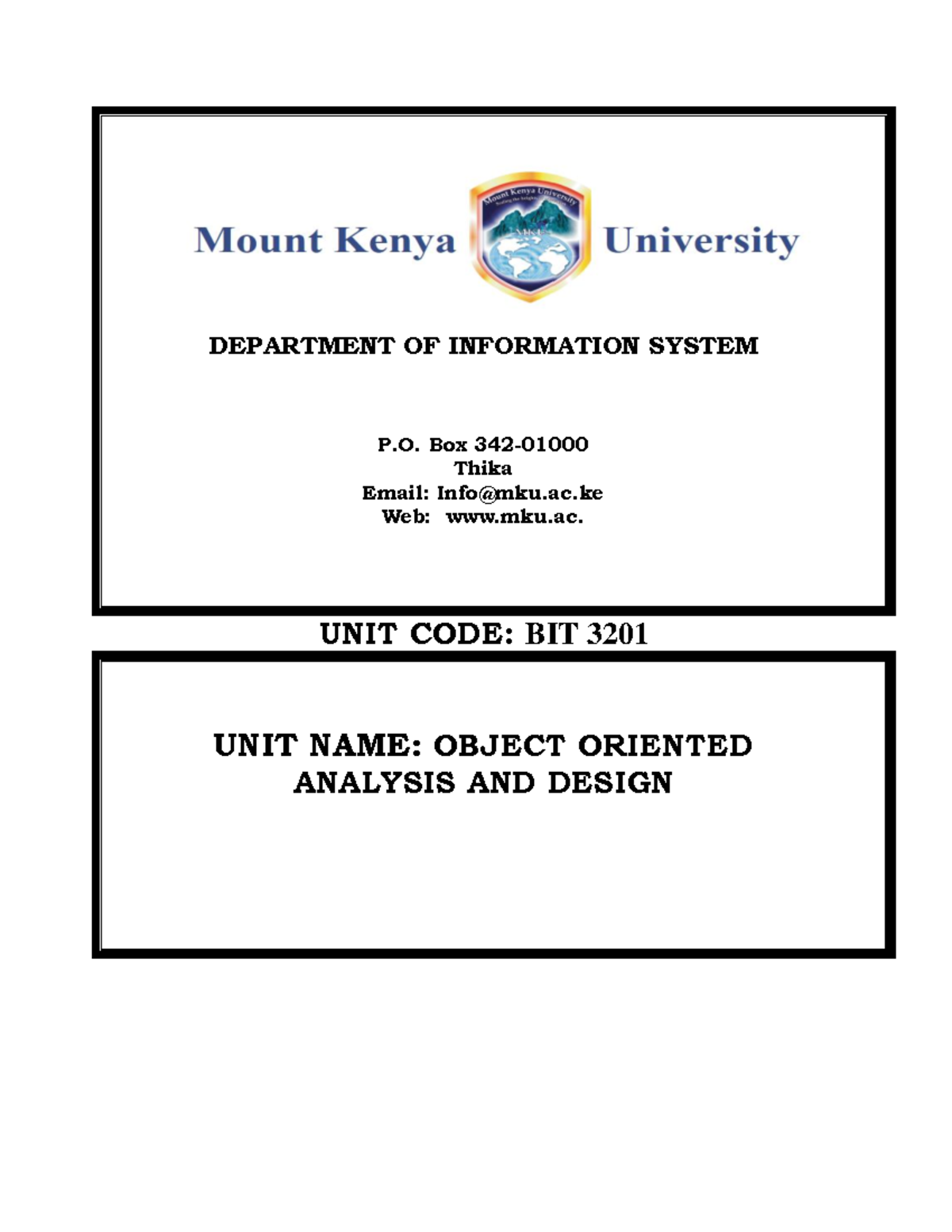 BIT 3201 Final Exam Study Notes on Object-Oriented Analysis and Design ...