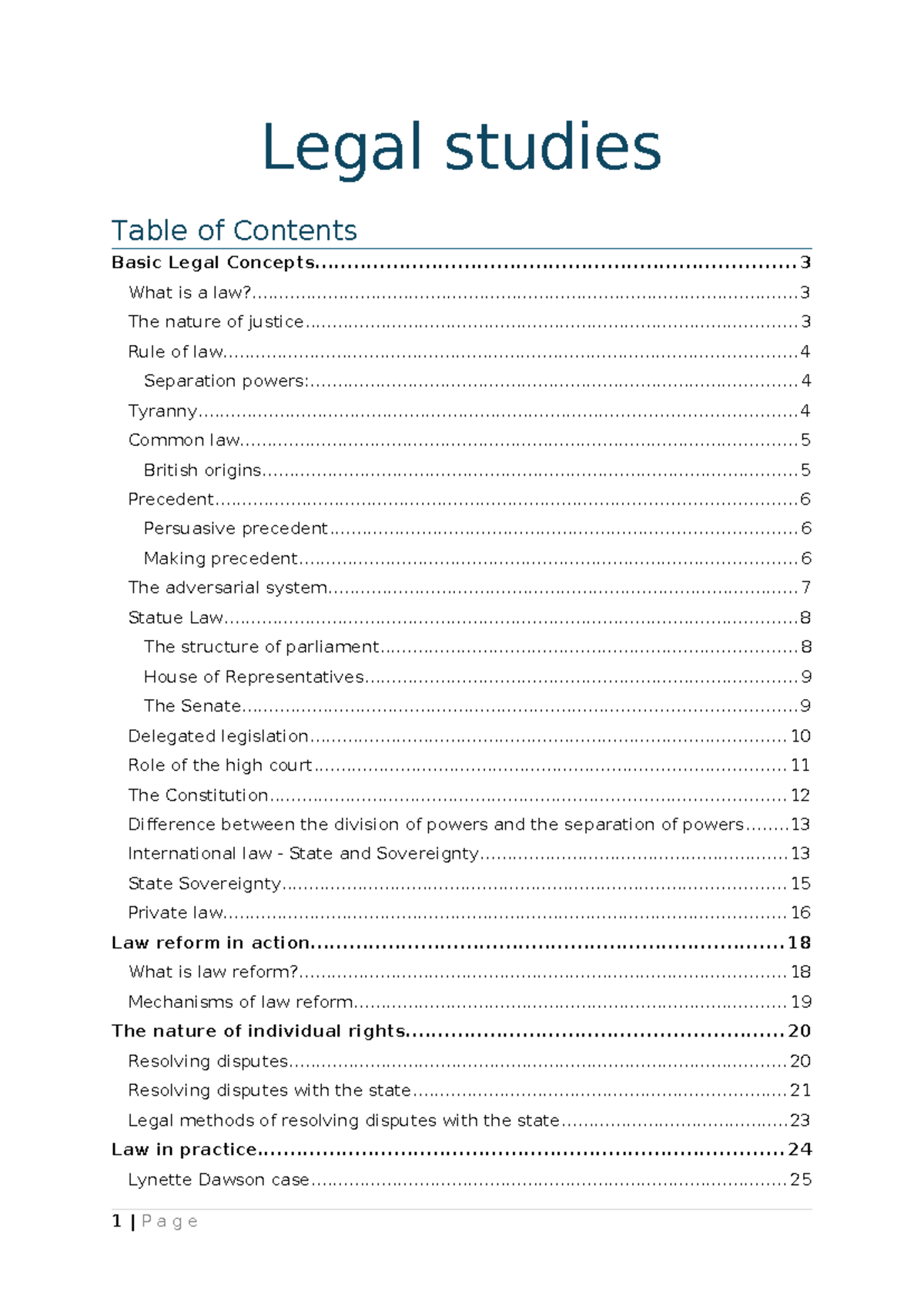 Year 11 Legal Studies Notes: Key Concepts and Case Studies - Studocu