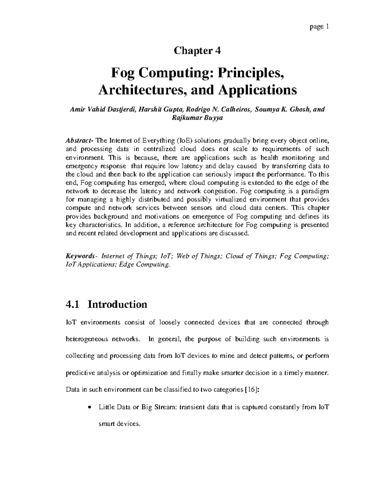 Chapter 4: Fog Computing Principles, Architectures & Applications ...