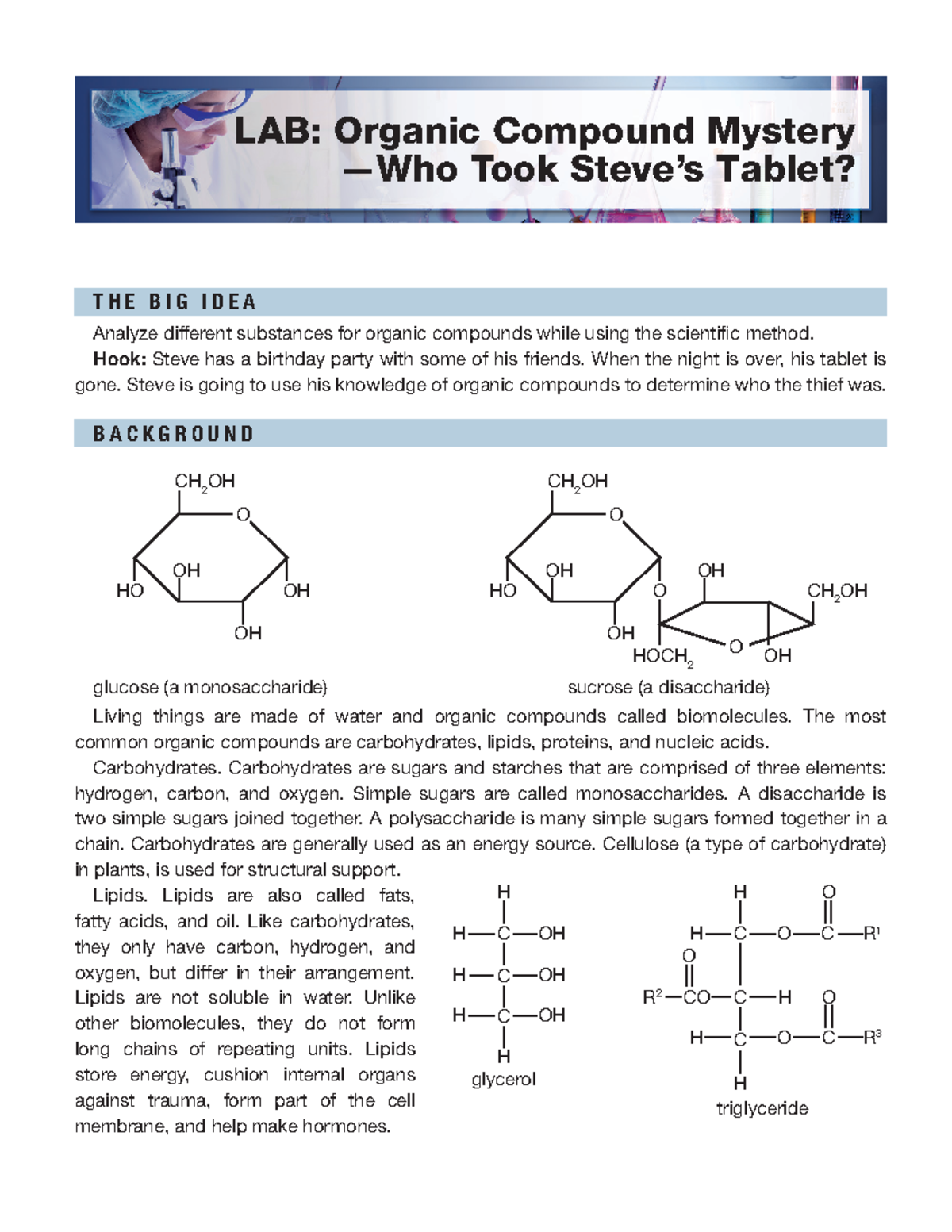 BIO Lab: Organic Compounds and the Mystery of Steve’s Tablet - Studocu