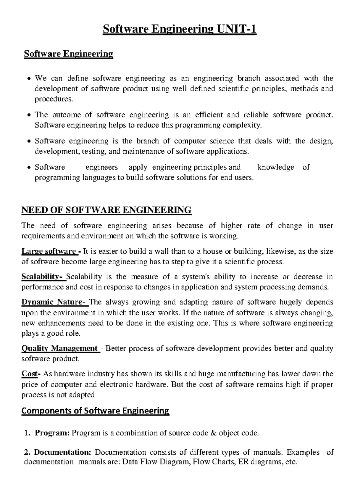 Software Engineering Unit 1 Notes - AKTU - Studocu