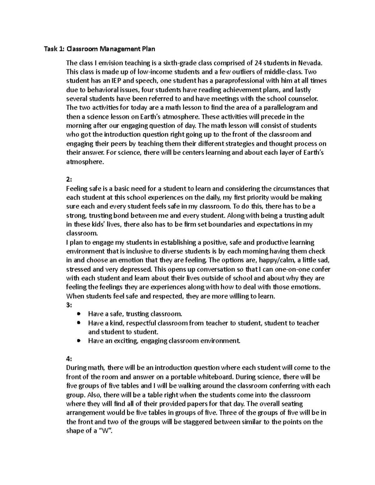 D095 Task 1 - Managing engaging learning environments - Task 1 ...