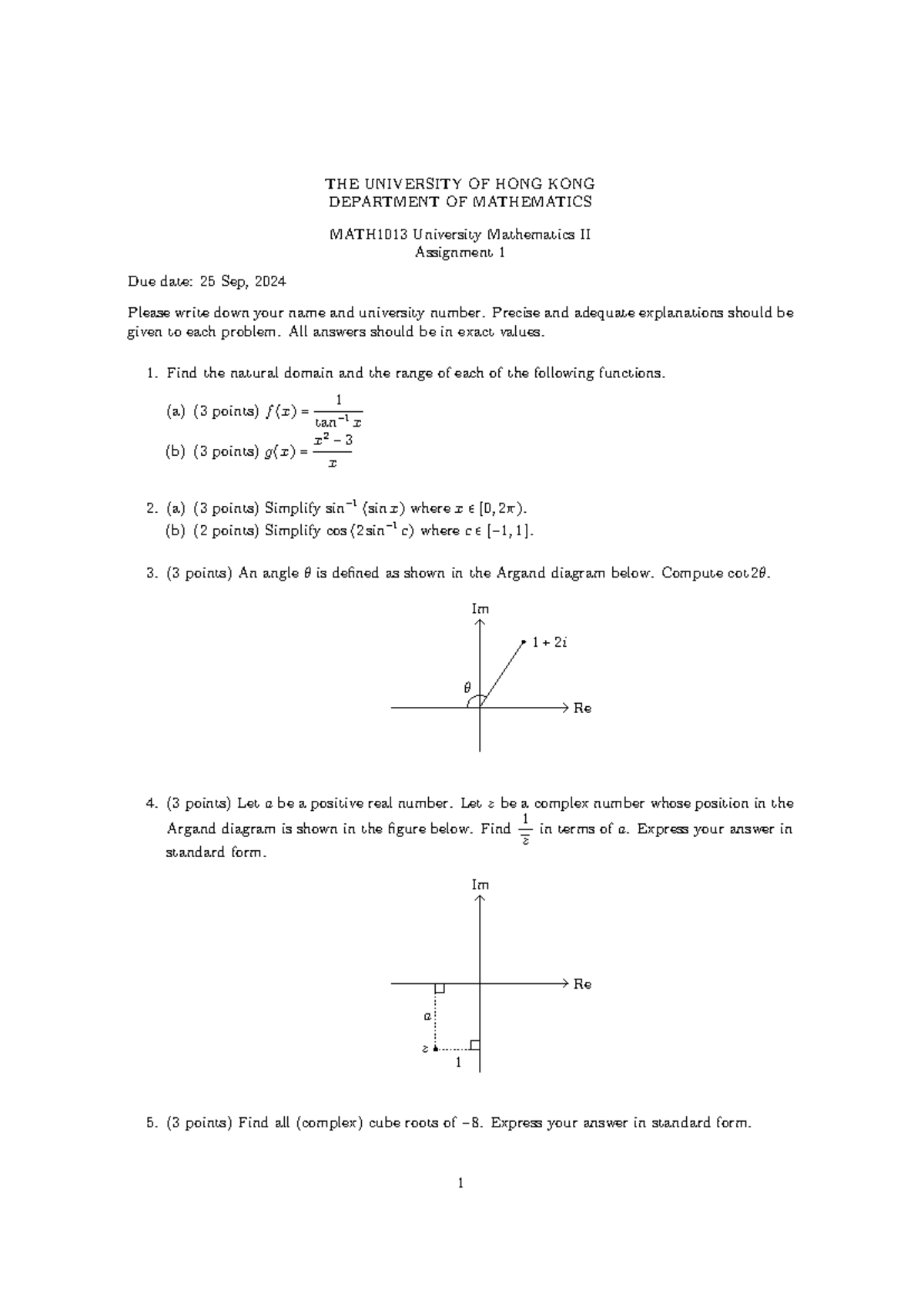 MATH1013 University Mathematics II Assignment 1 Solutions - Studocu