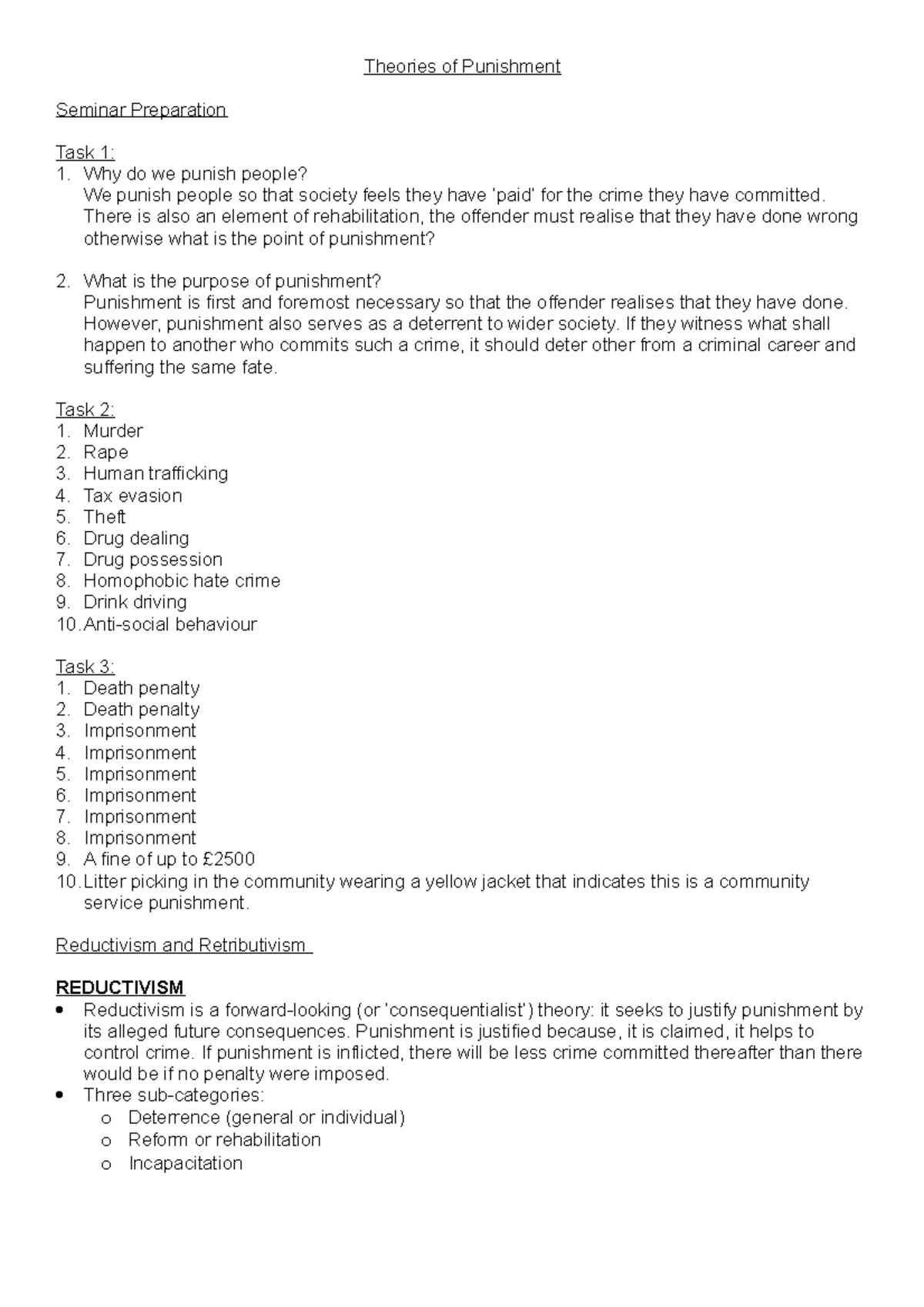 Theories of Punishment: Understanding Reductivism and Rehabilitation ...