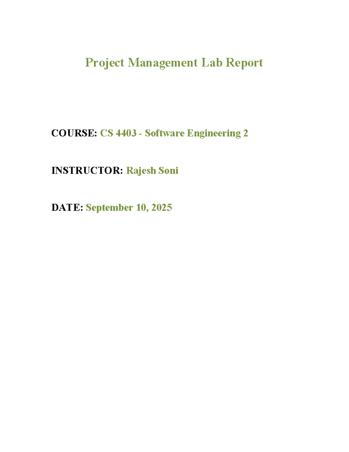 CS 4403 Project Management Lab Report: Team Structure & Models - Studocu